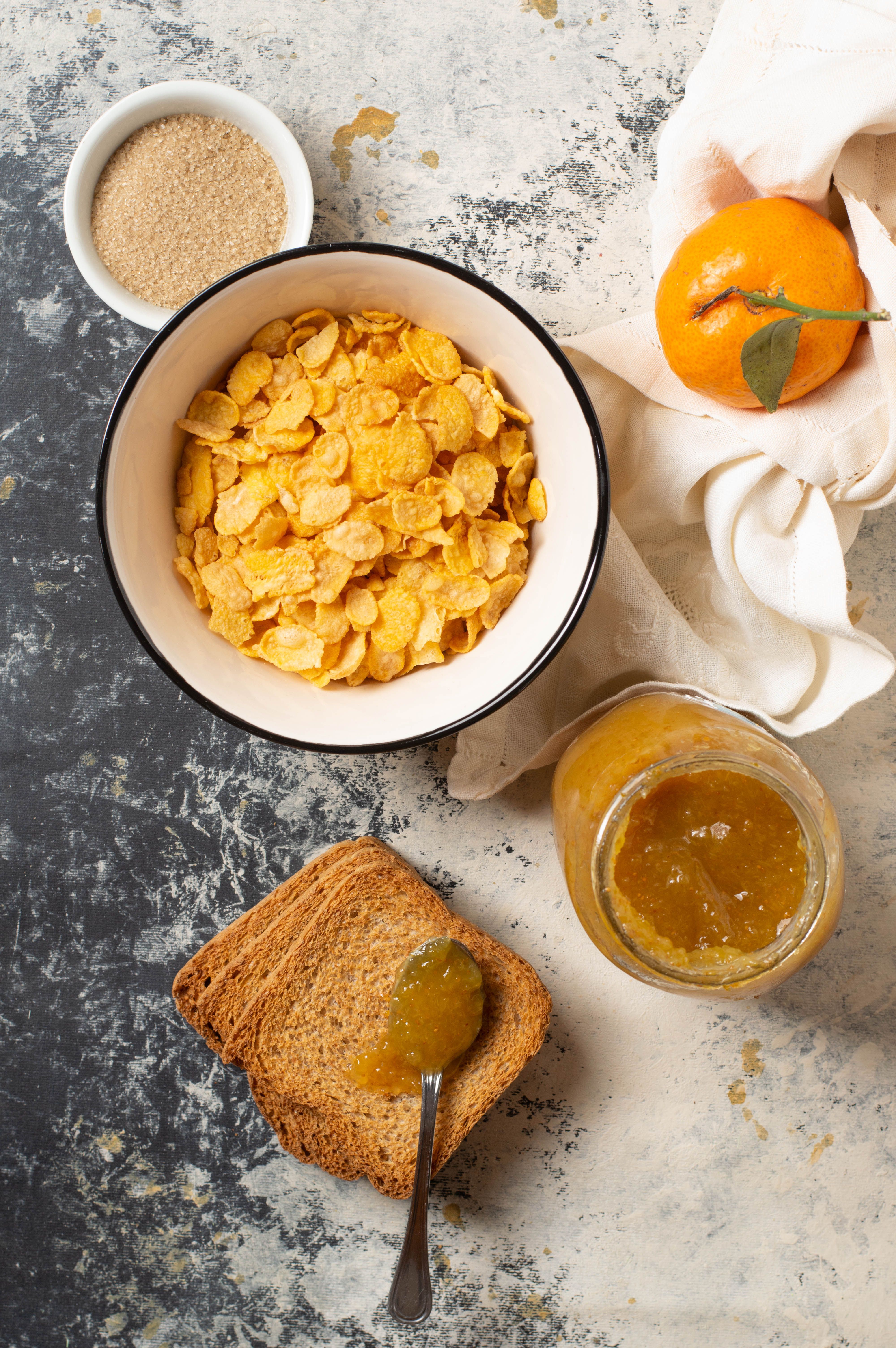 Cereal and Bread with Jam · Free Stock Photo