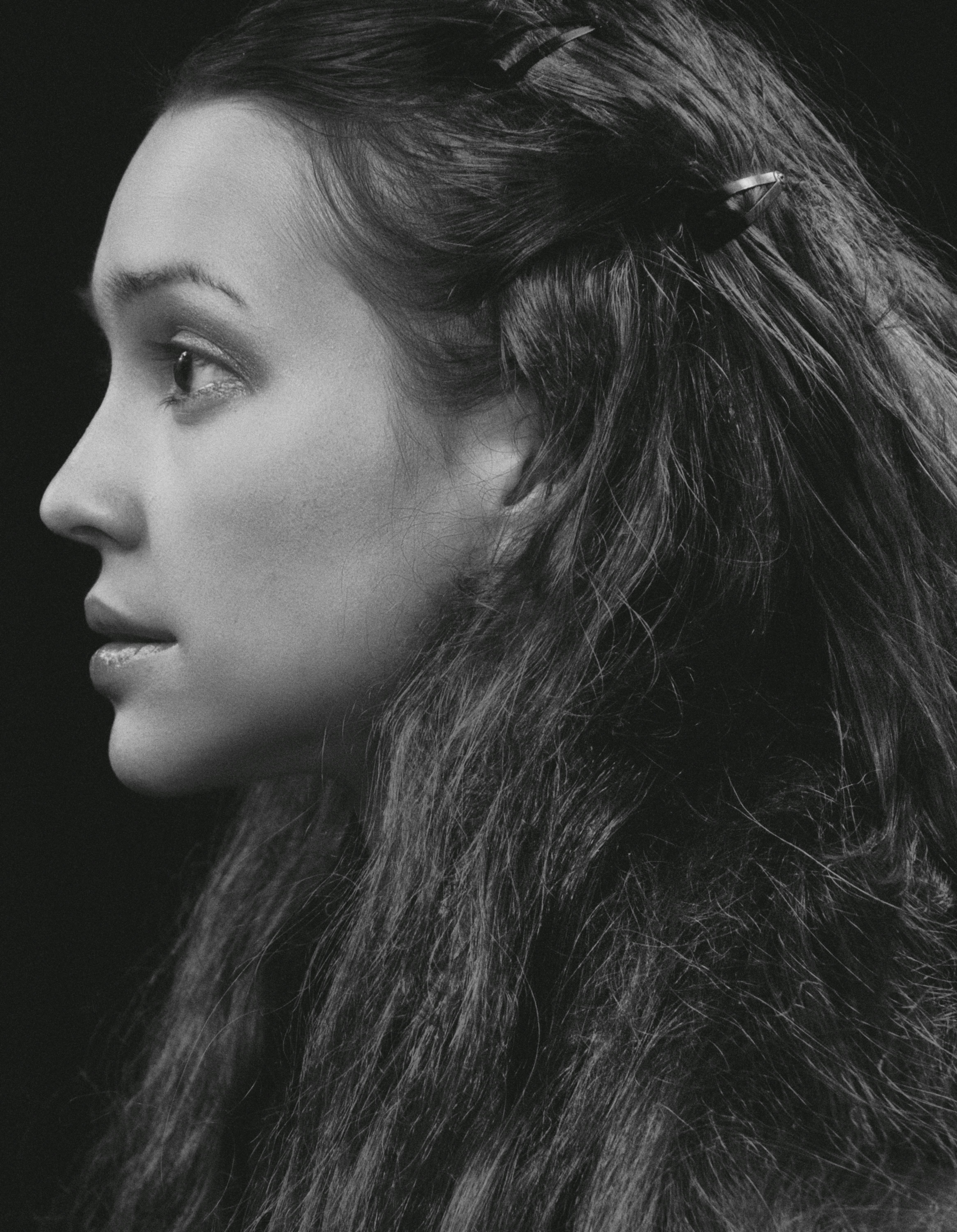 Monochrome Photo of a Woman's Side Profile · Free Stock Photo