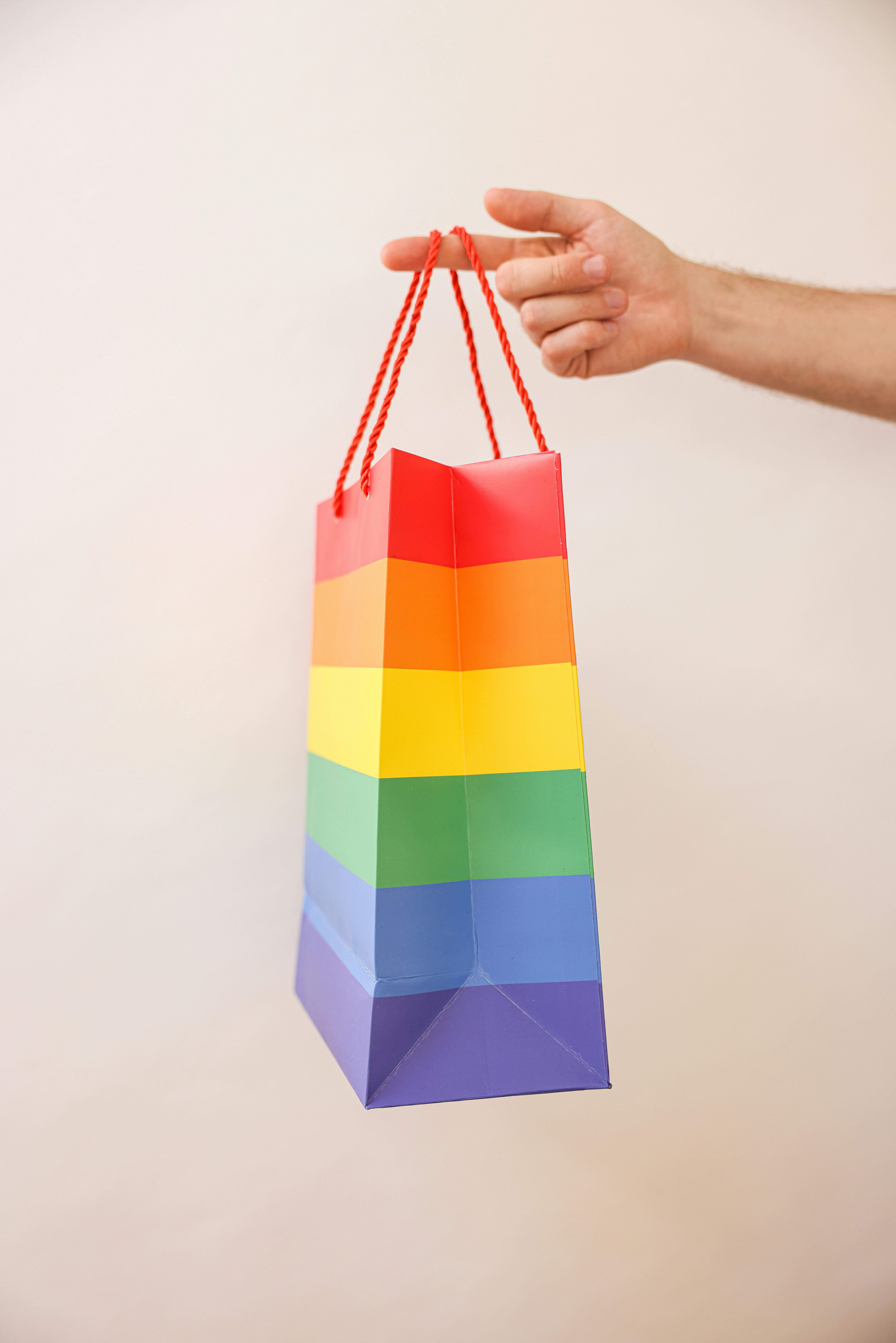 A Paper Bag in Rainbow Colors · Free Stock Photo