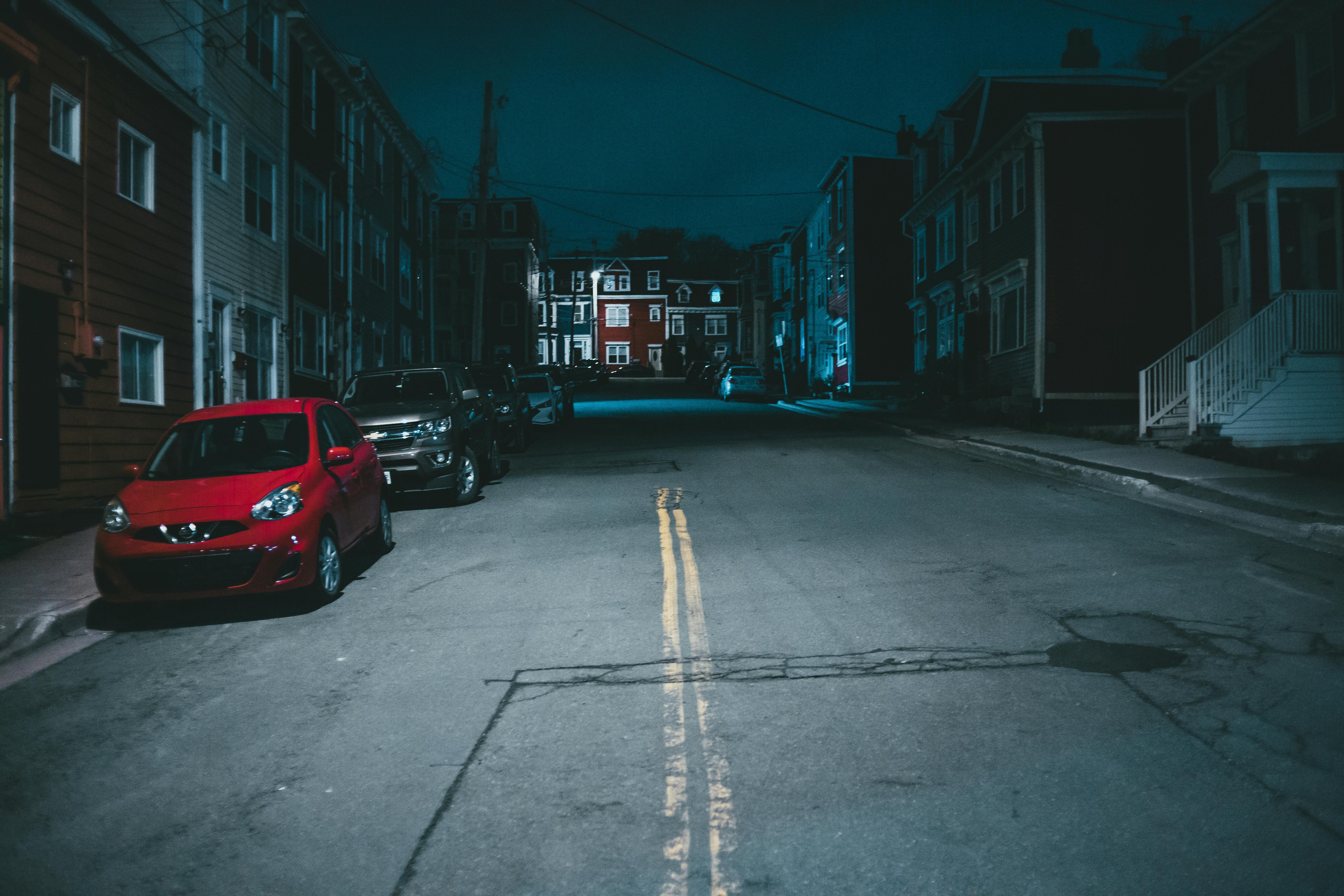 Empty Street in Residential Area at Night · Free Stock Photo