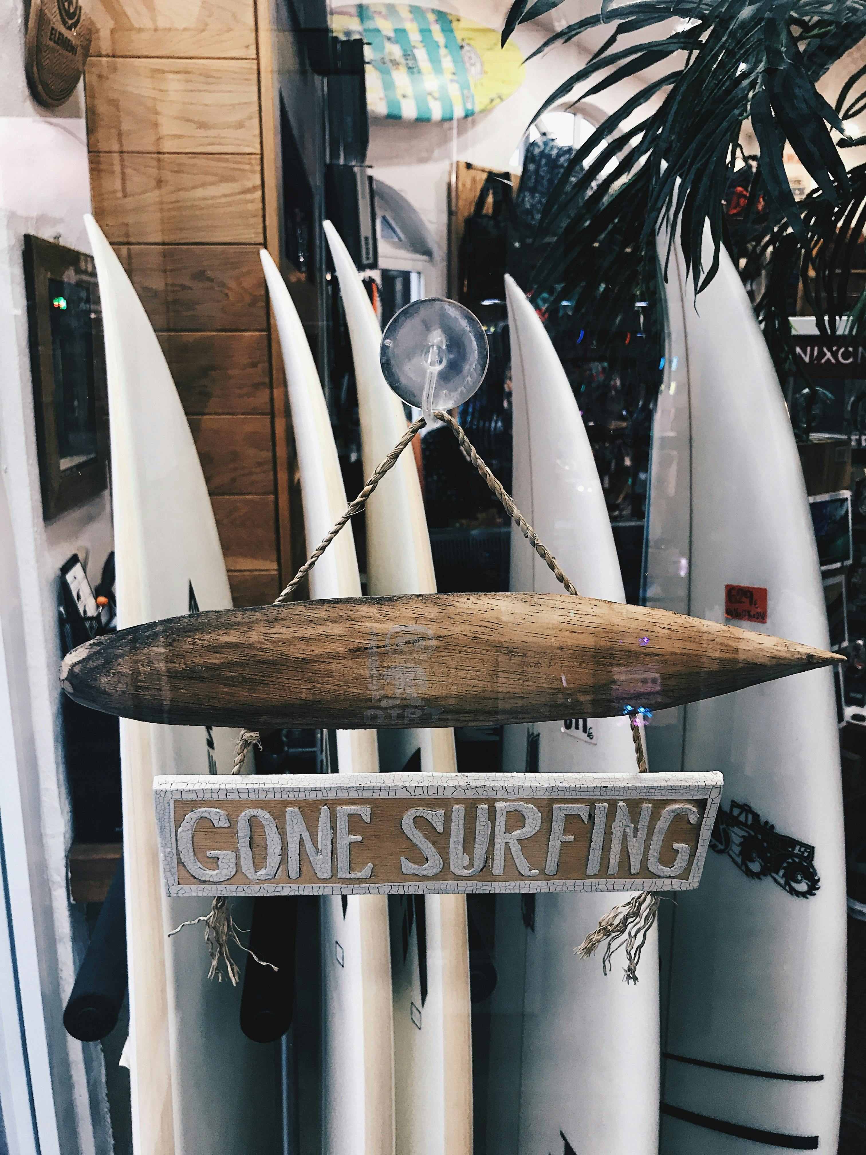 White Surfboards at a Display Window · Free Stock Photo