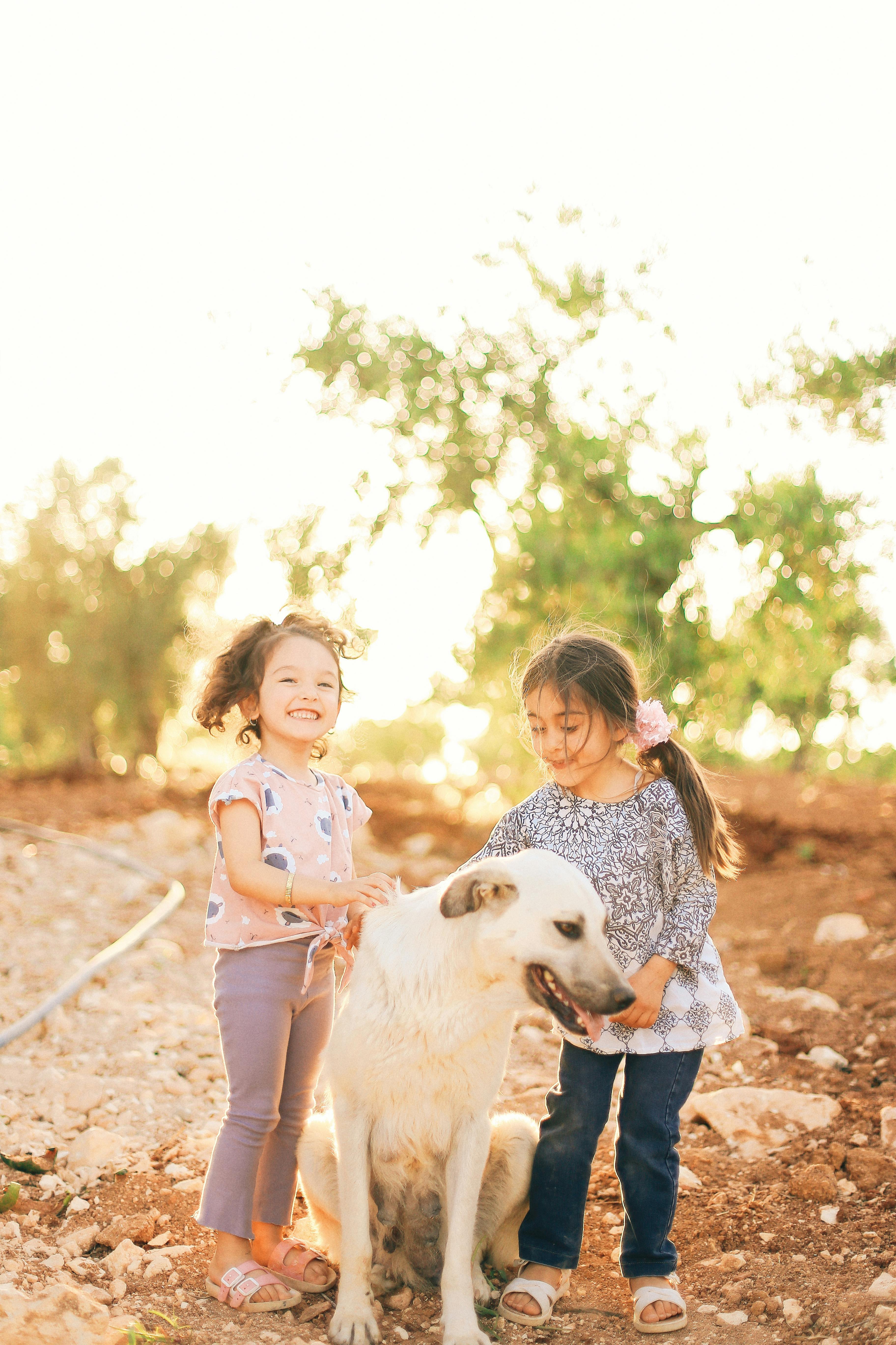 Girls With A Dog Free Stock Photo