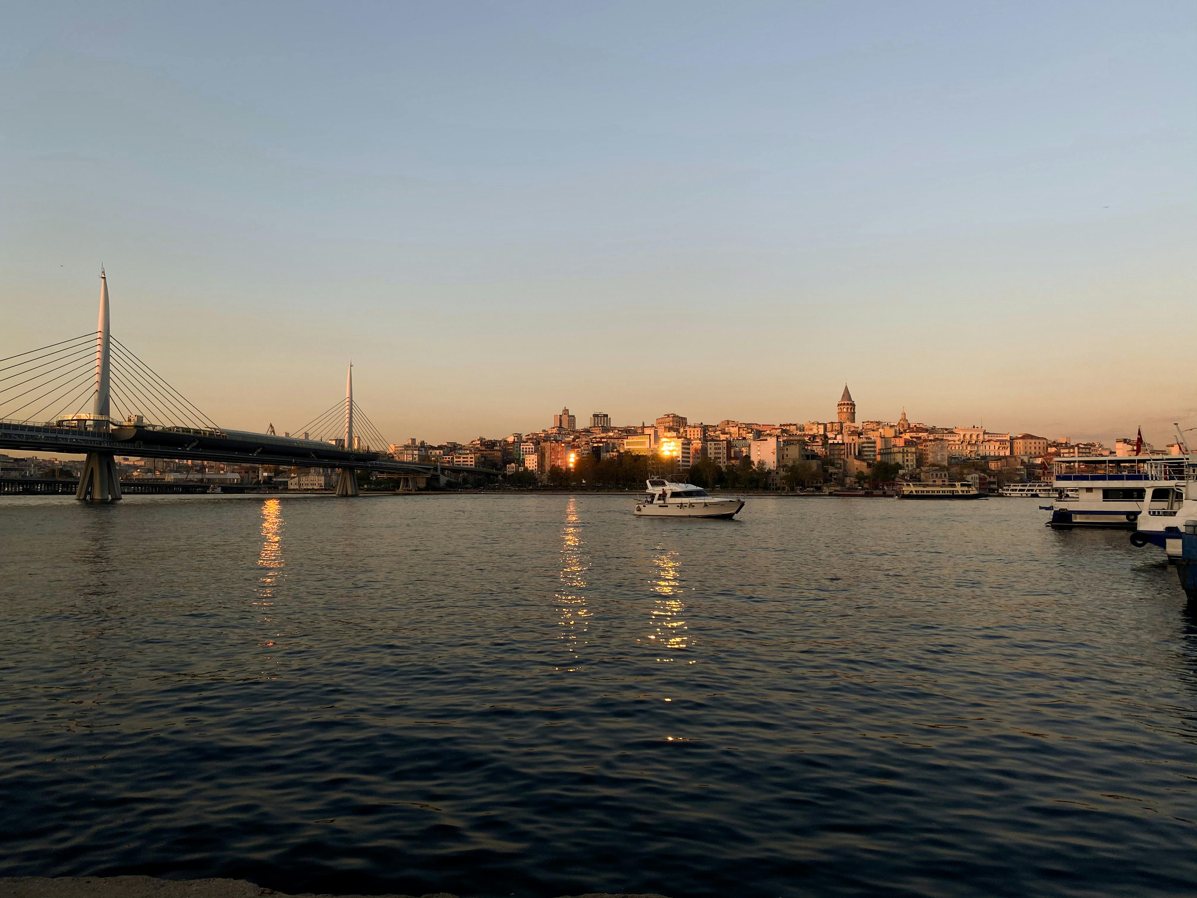 Men Fishing at a Waterfront near Golden Horn Bridge in Istanbul · Free ...