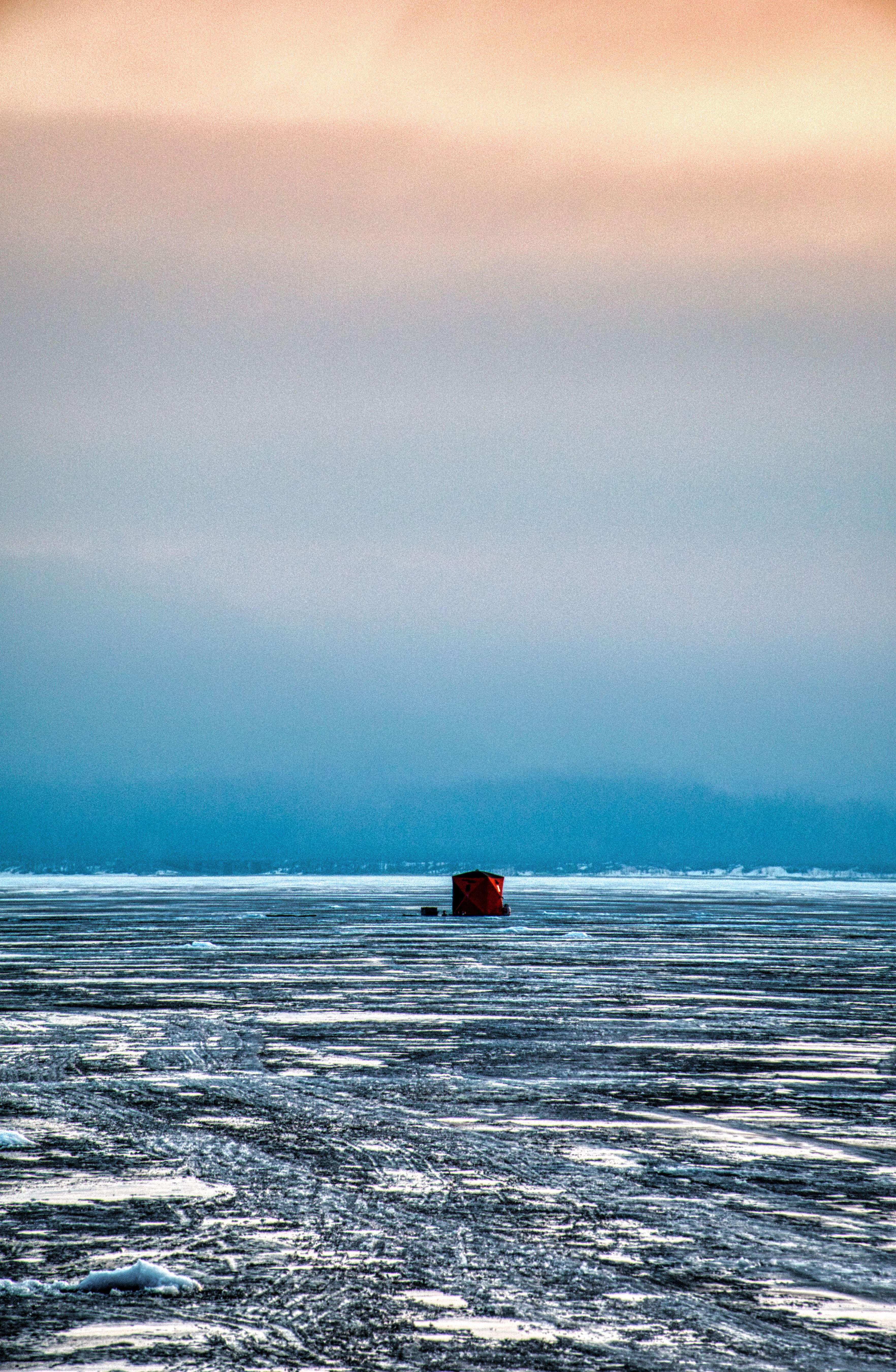 View of a Frozen Body of Water at Sunset · Free Stock Photo