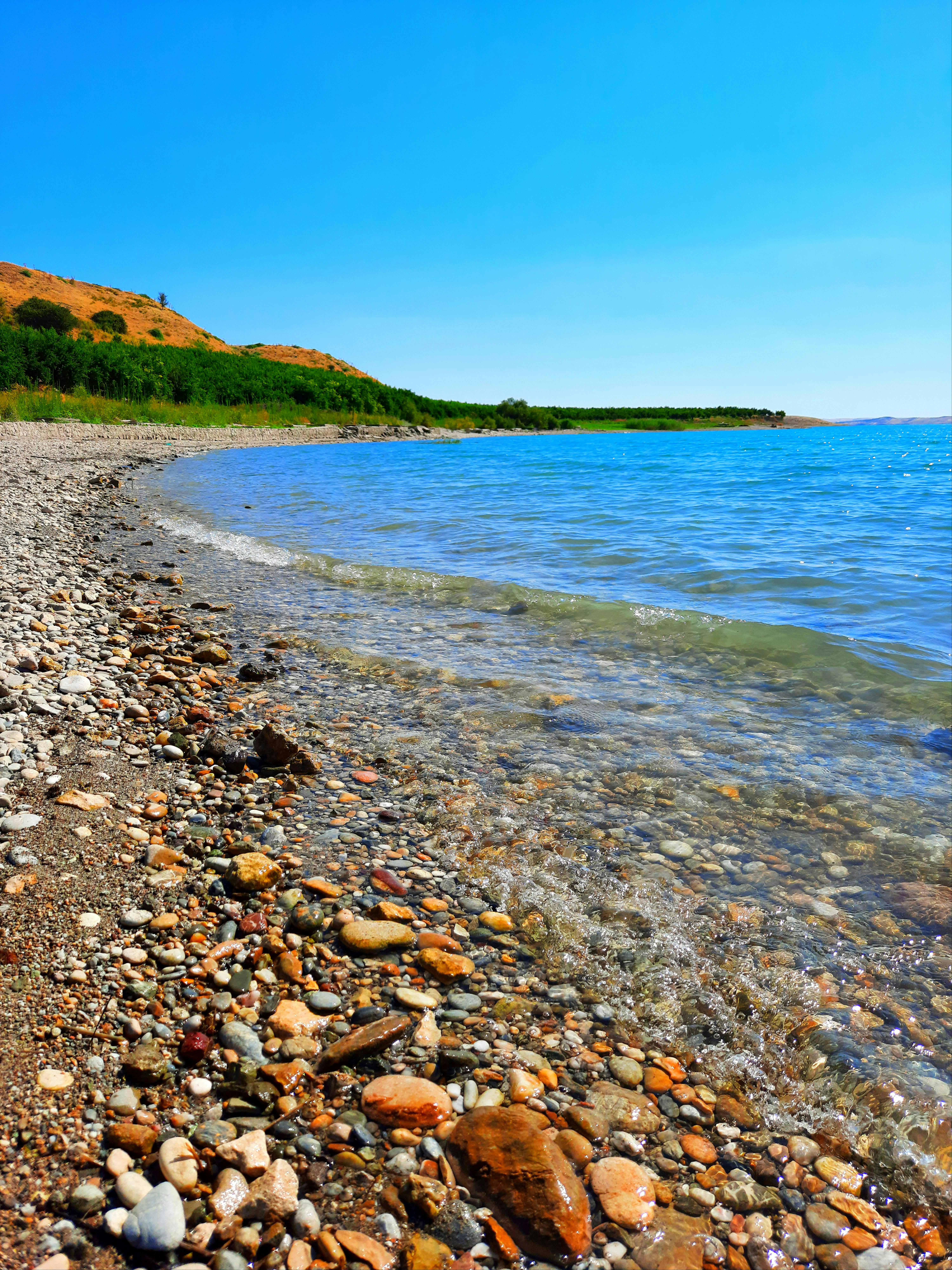 Beach With Blue Water and Rocky Shore · Free Stock Photo