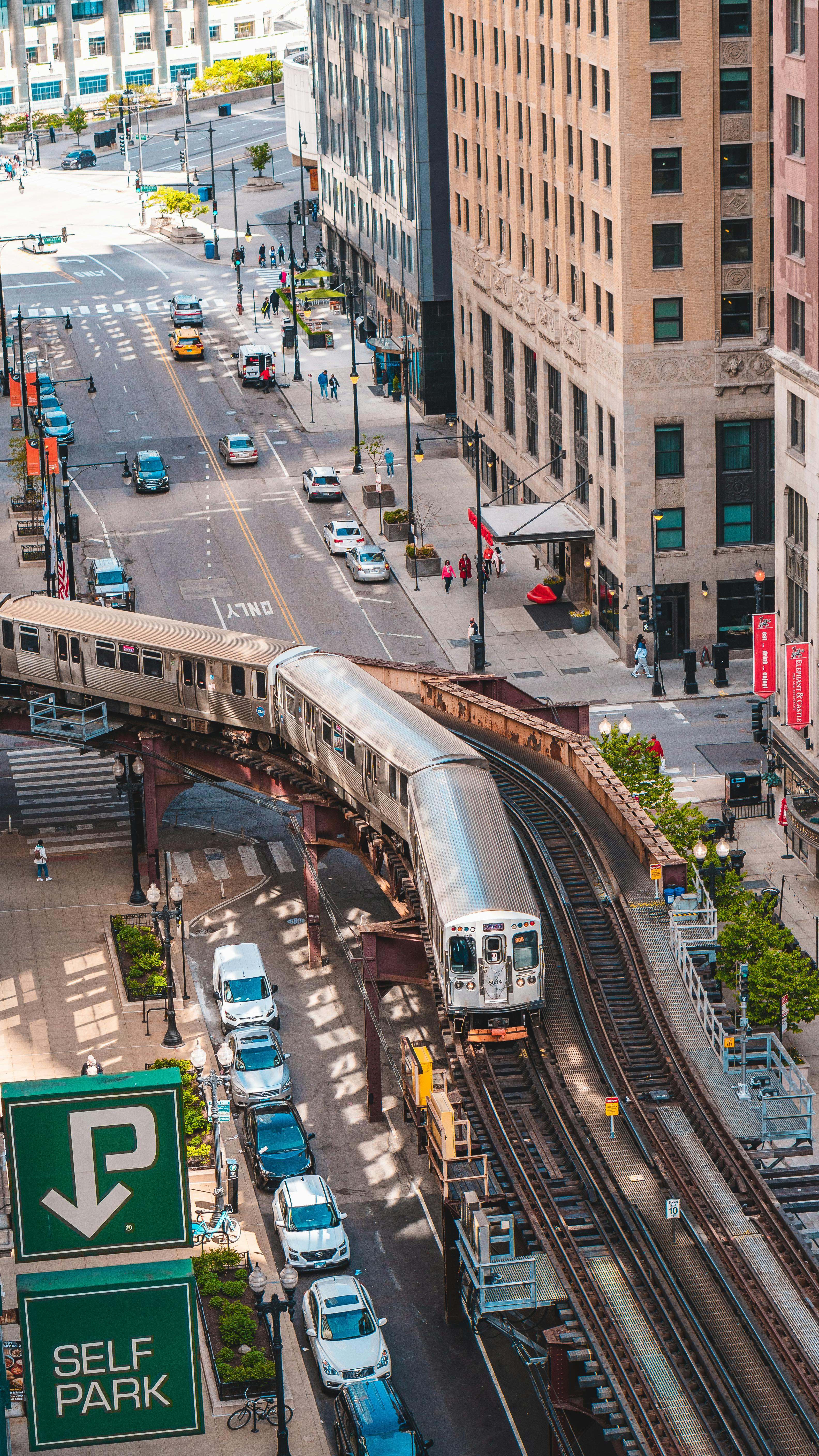 An Aerial Photography of a Train in the City · Free Stock Photo
