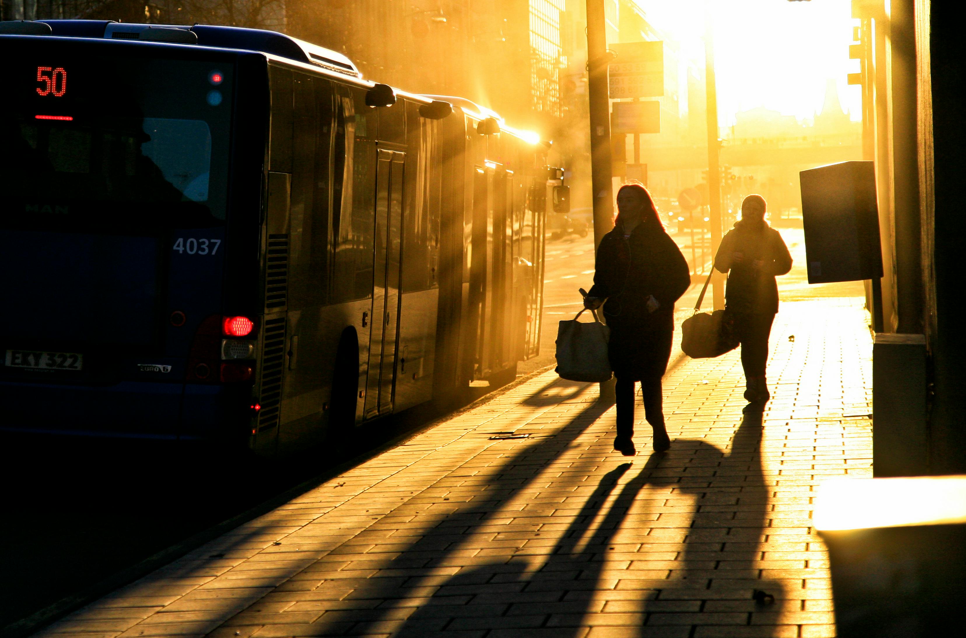 A Woman Catching A Bus · Free Stock Photo