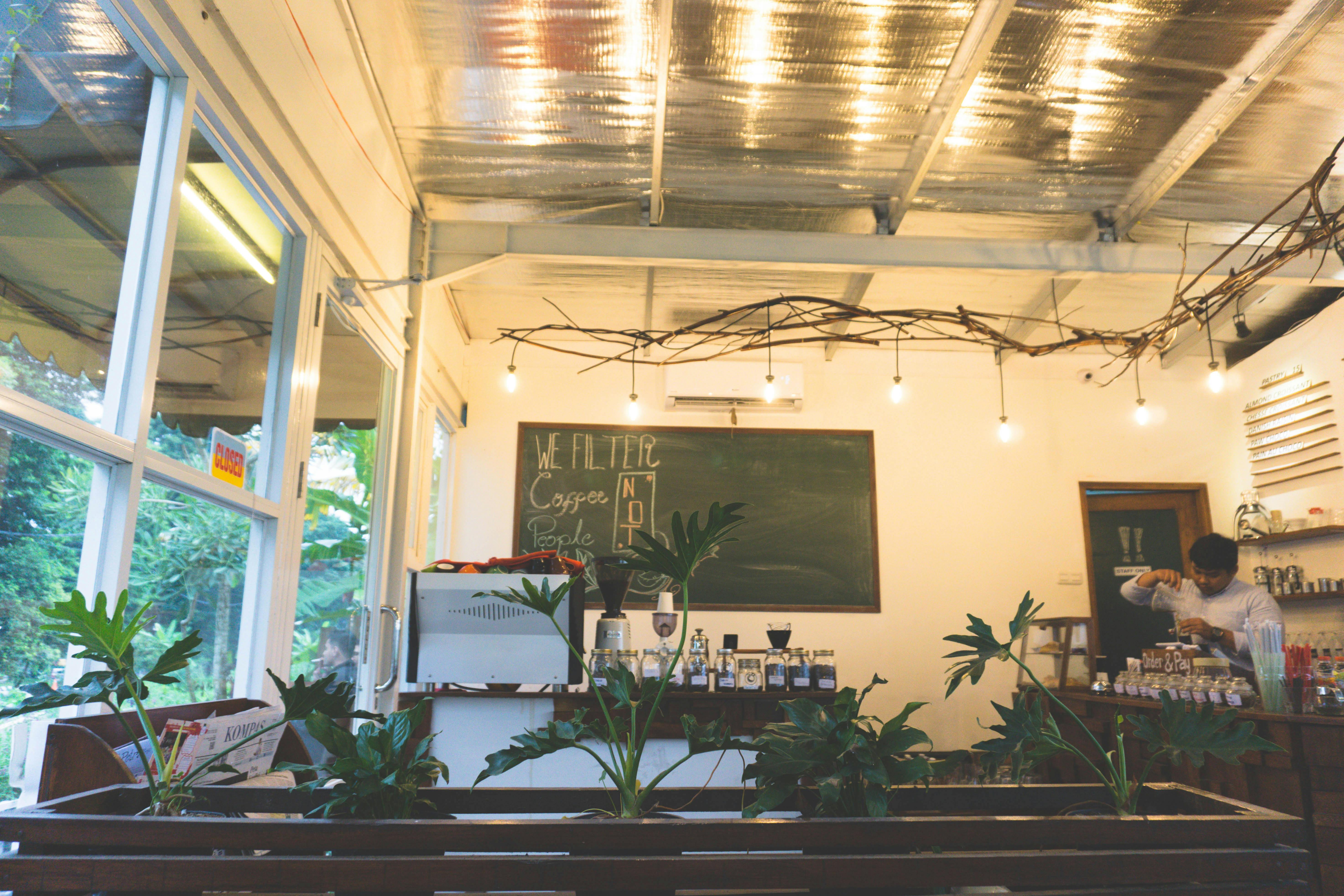 Free stock photo of cafeteria, ceiling lamp, coffee shop