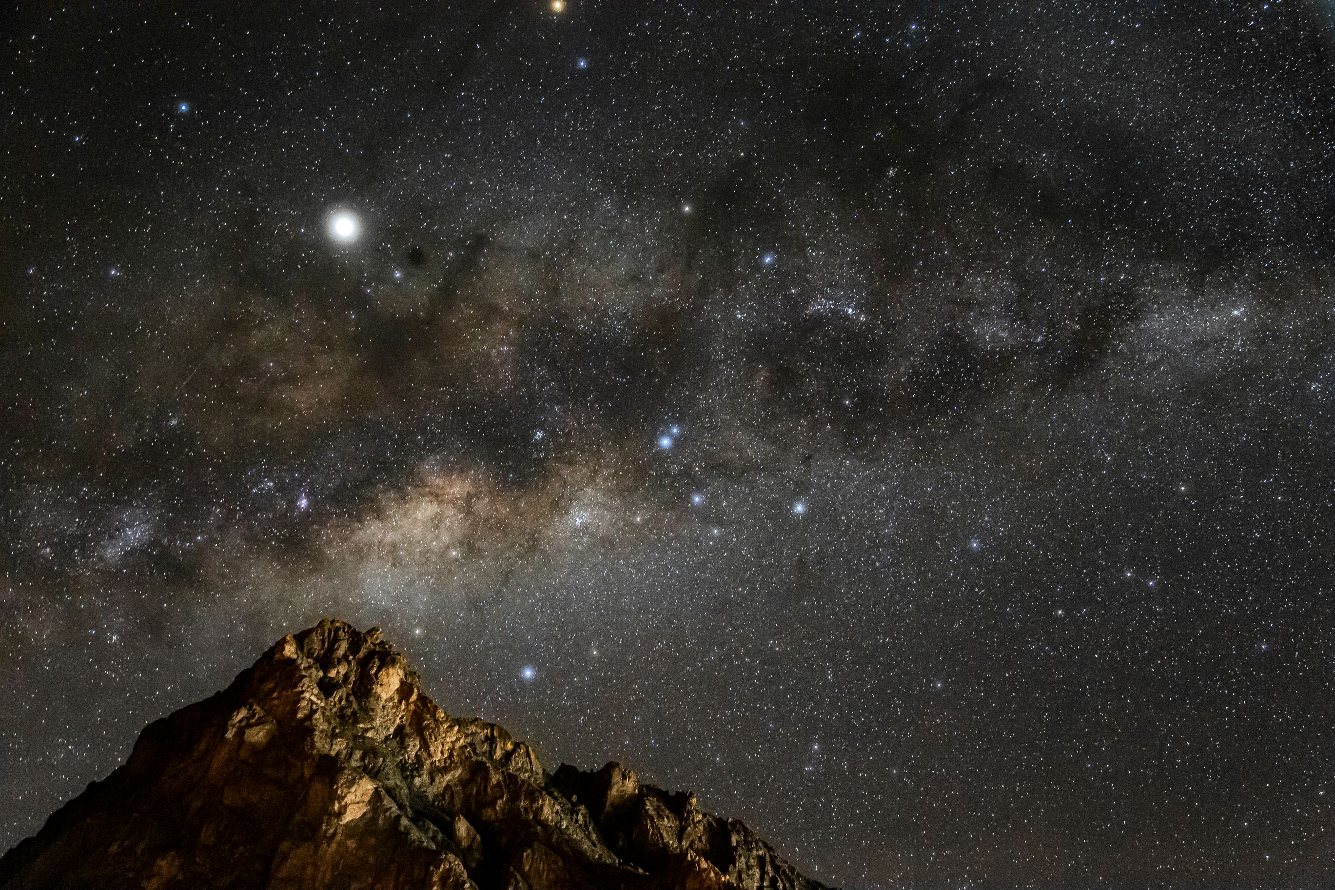 Silhouette of Man Standing Under Starry Night · Free Stock Photo