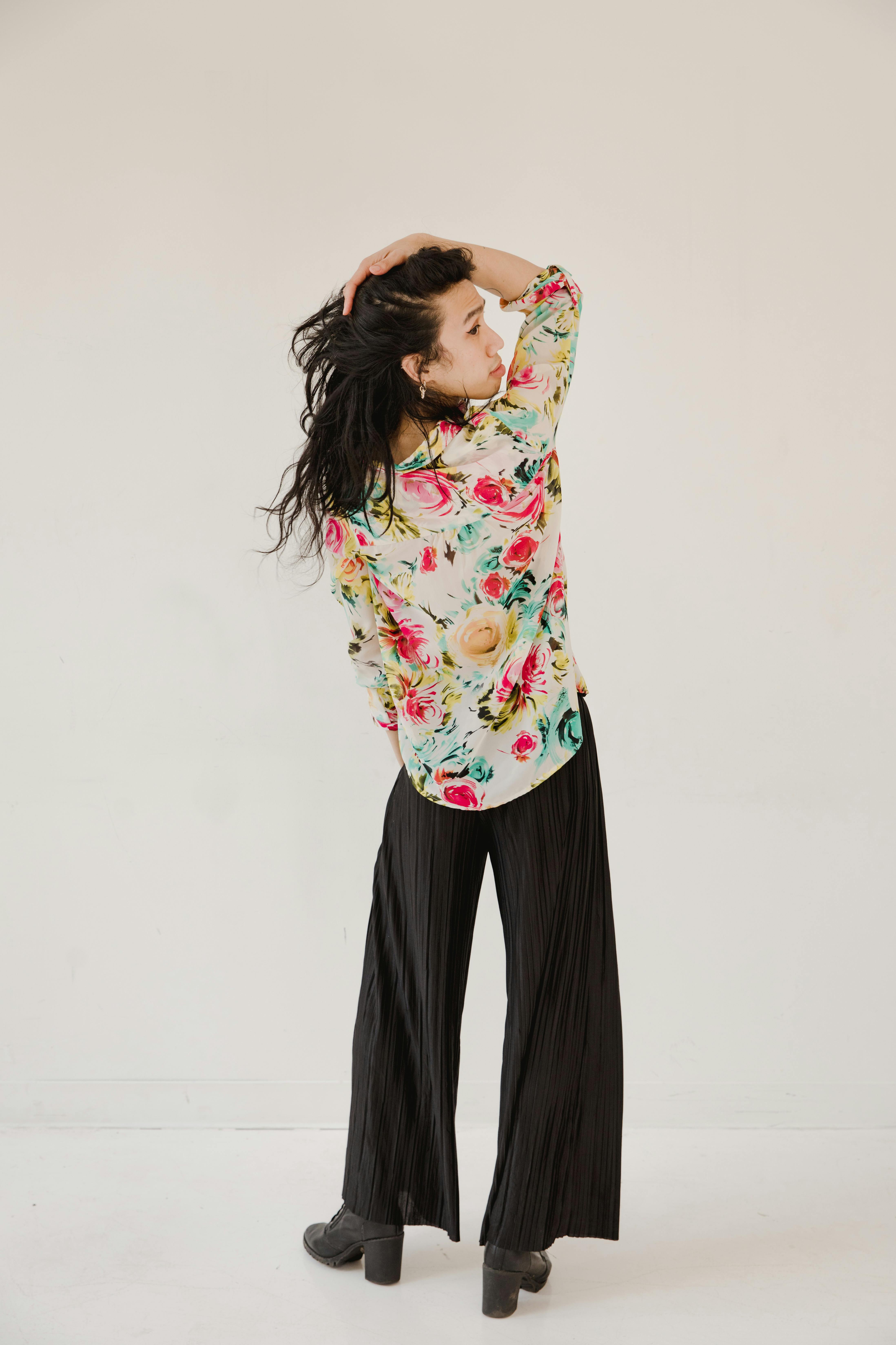 Back View of a Model Wearing a Floral Shirt · Free Stock Photo