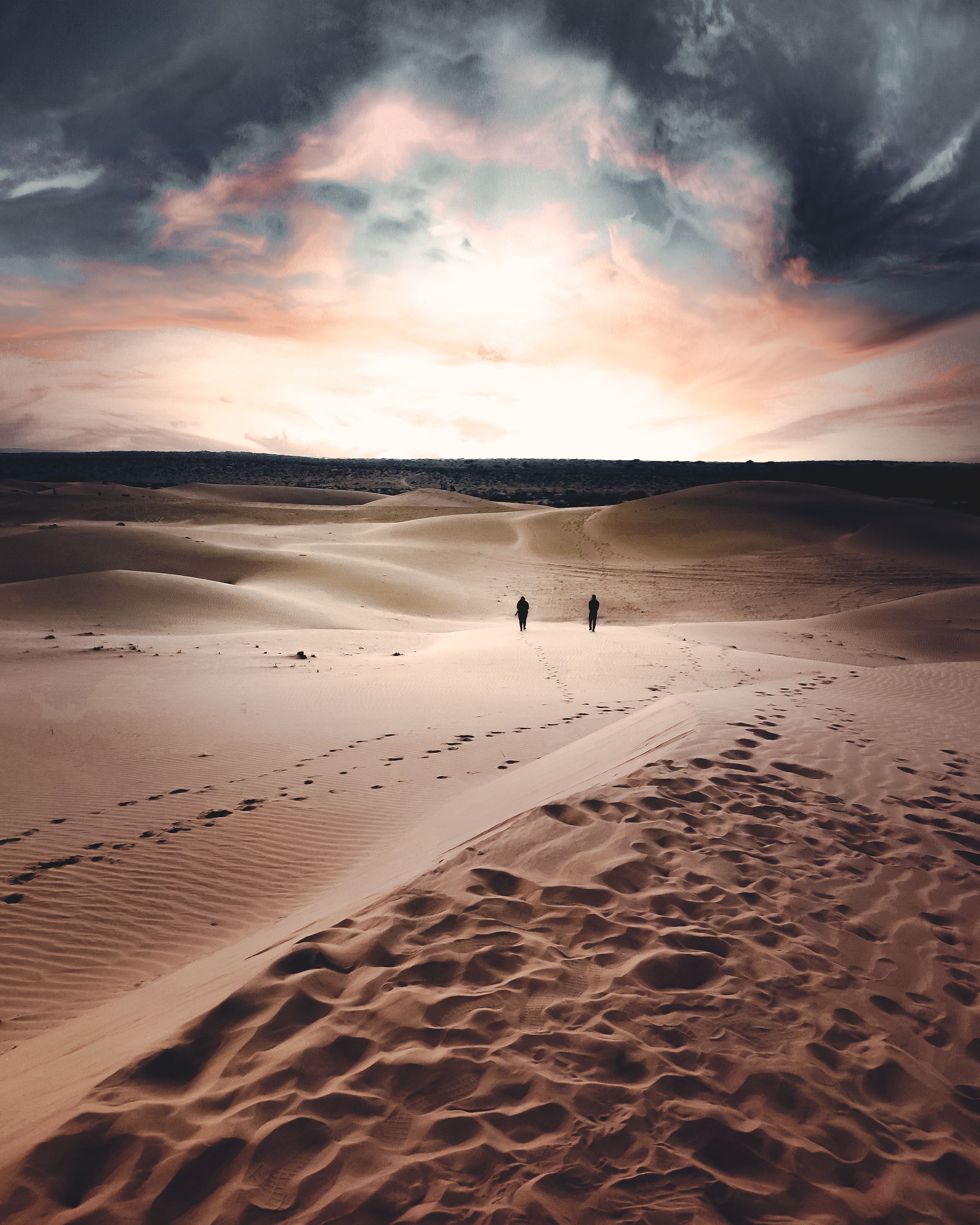 2 Person Walking on the Desert · Free Stock Photo