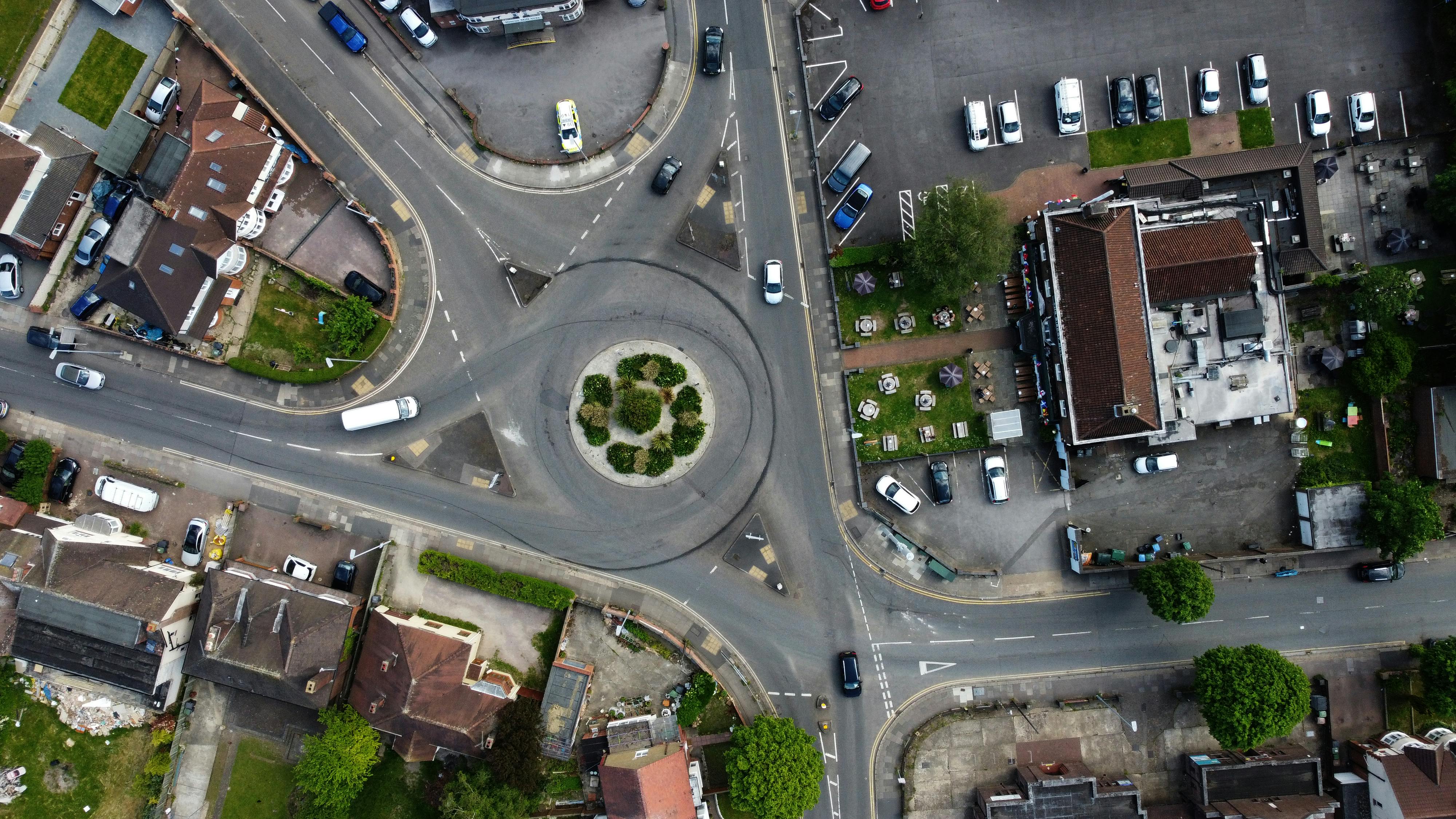 Drone Shot of a Roundabout in City · Free Stock Photo