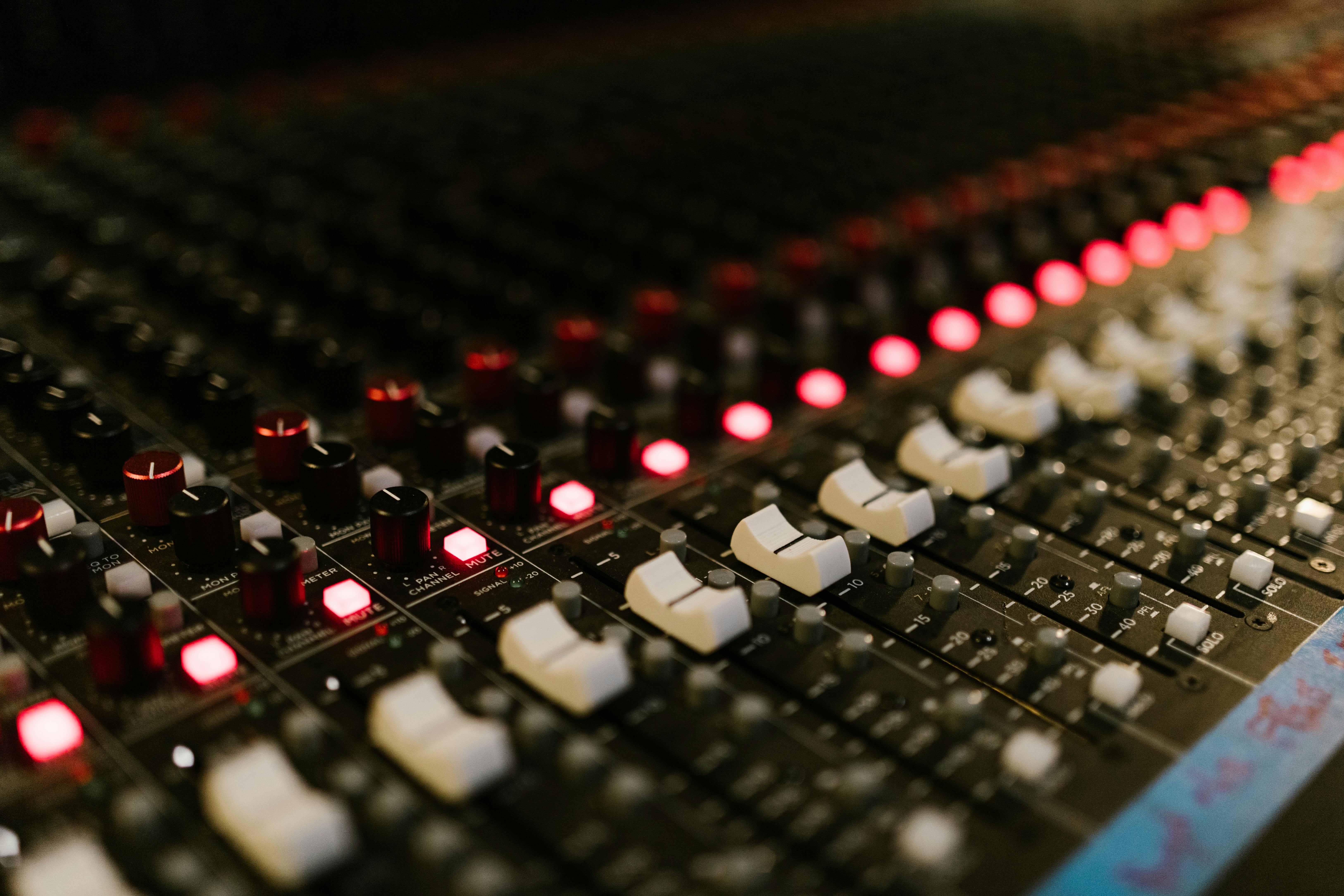 Close-up of a Console in a Music Recording Studio · Free Stock Photo