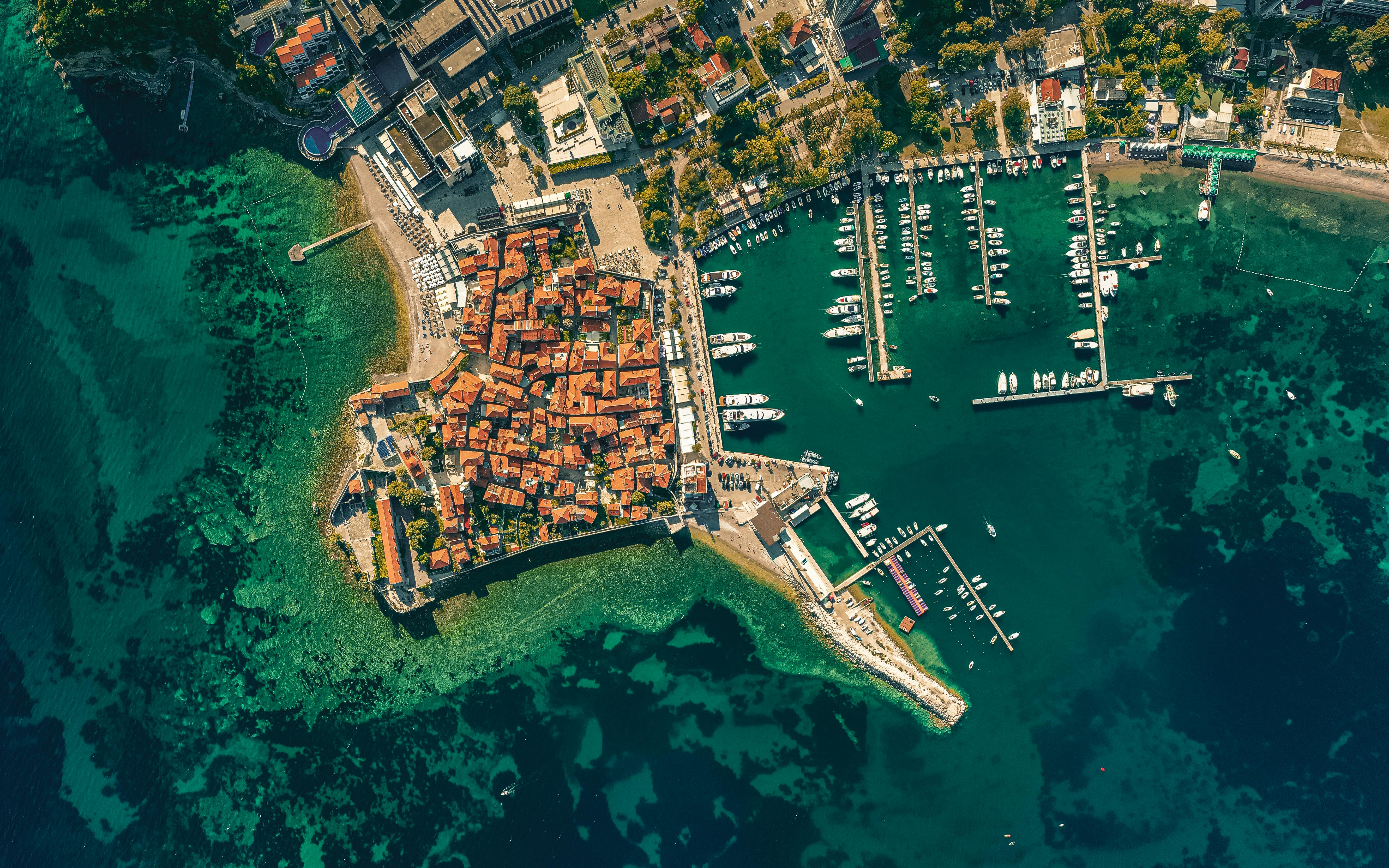Aerial View of City on Coast · Free Stock Photo