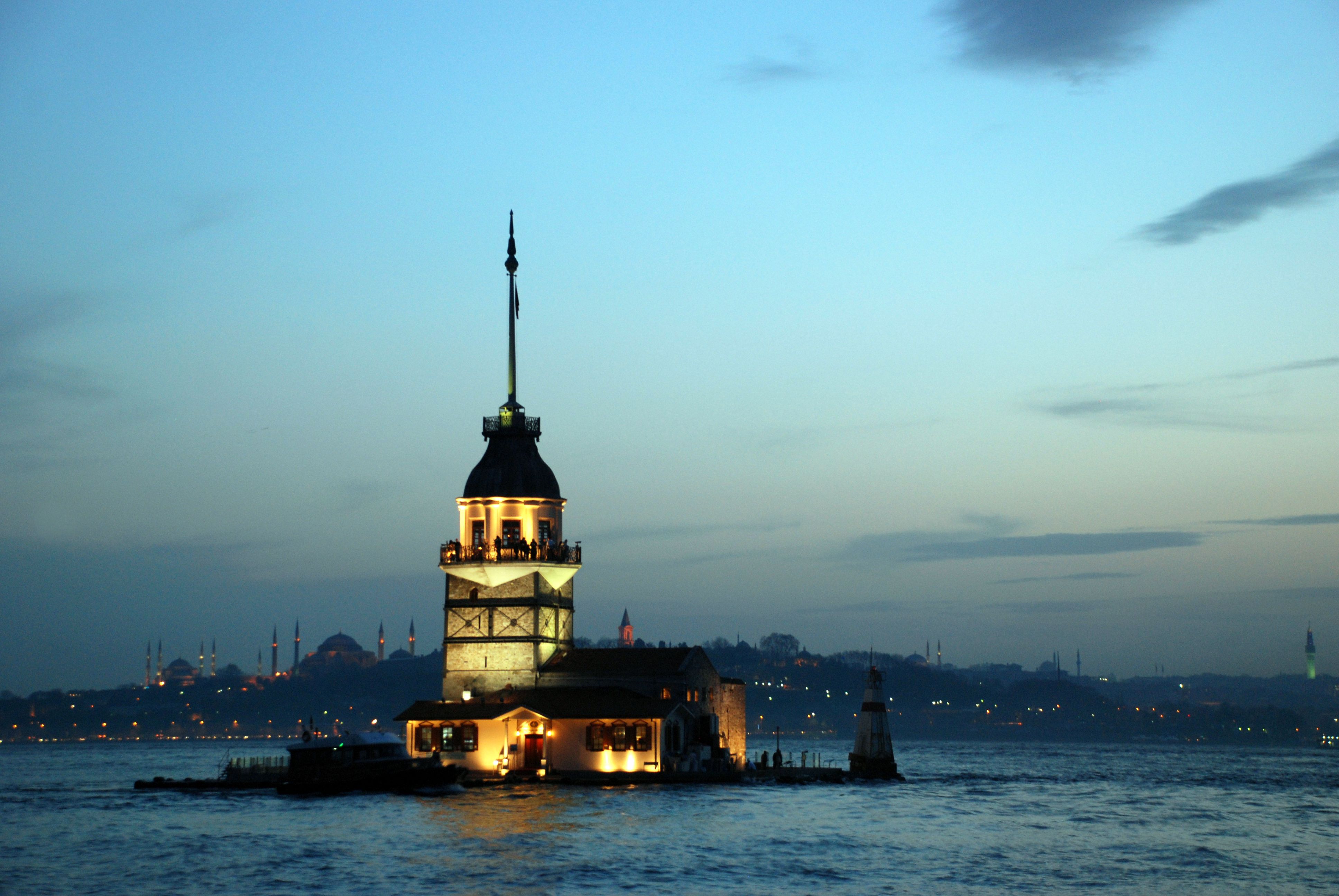 The Leander's Tower in Bosporus Strait at Night · Free Stock Photo