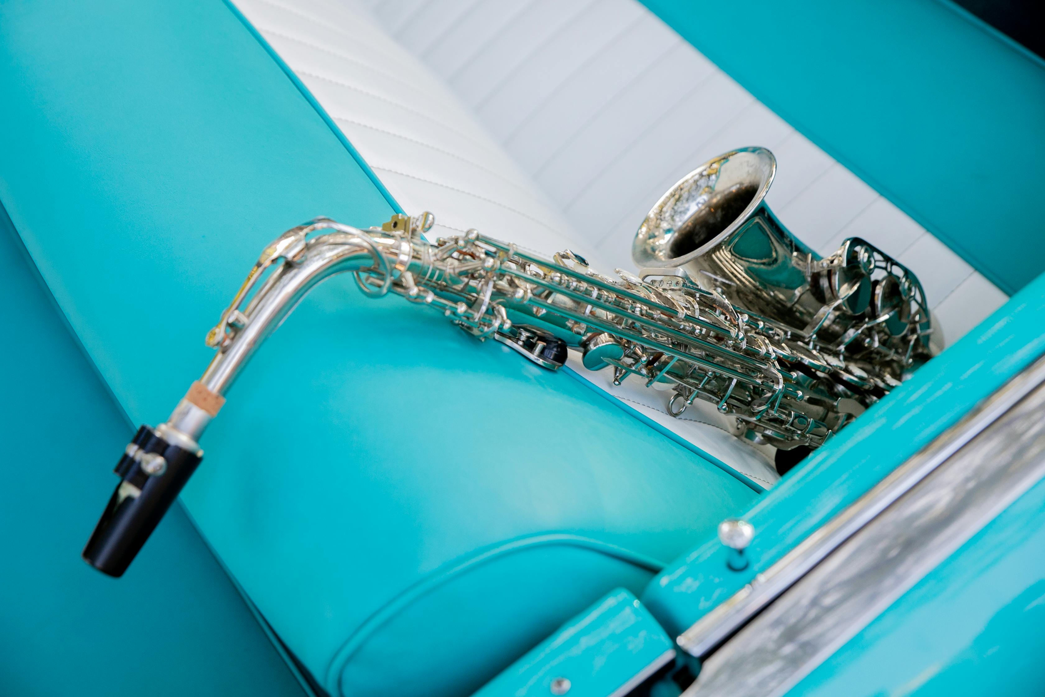 Saxophone in Vintage Cabriolet · Free Stock Photo