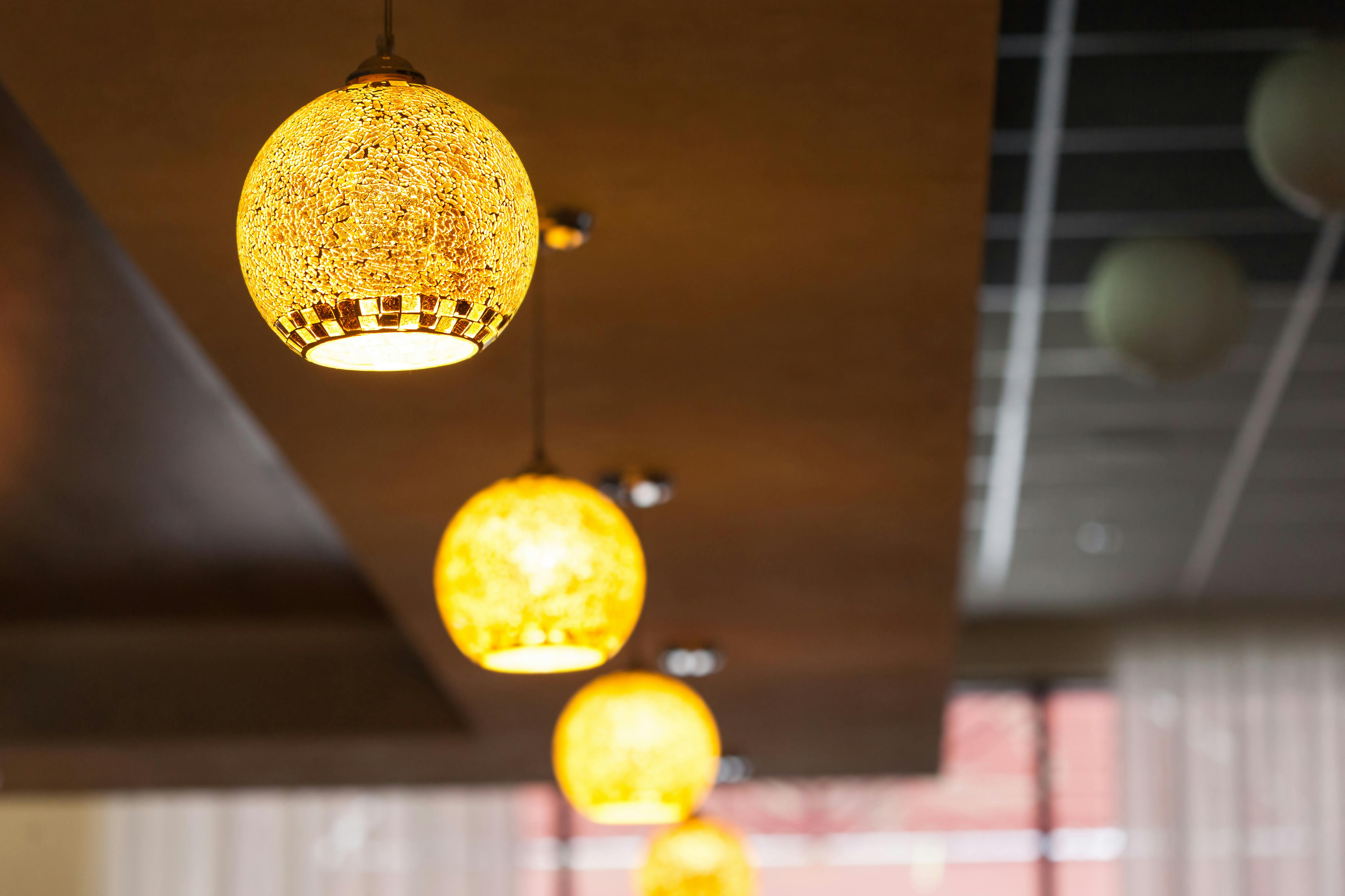Hanging Pendant Lamp with Spherical Lighting · Free Stock Photo