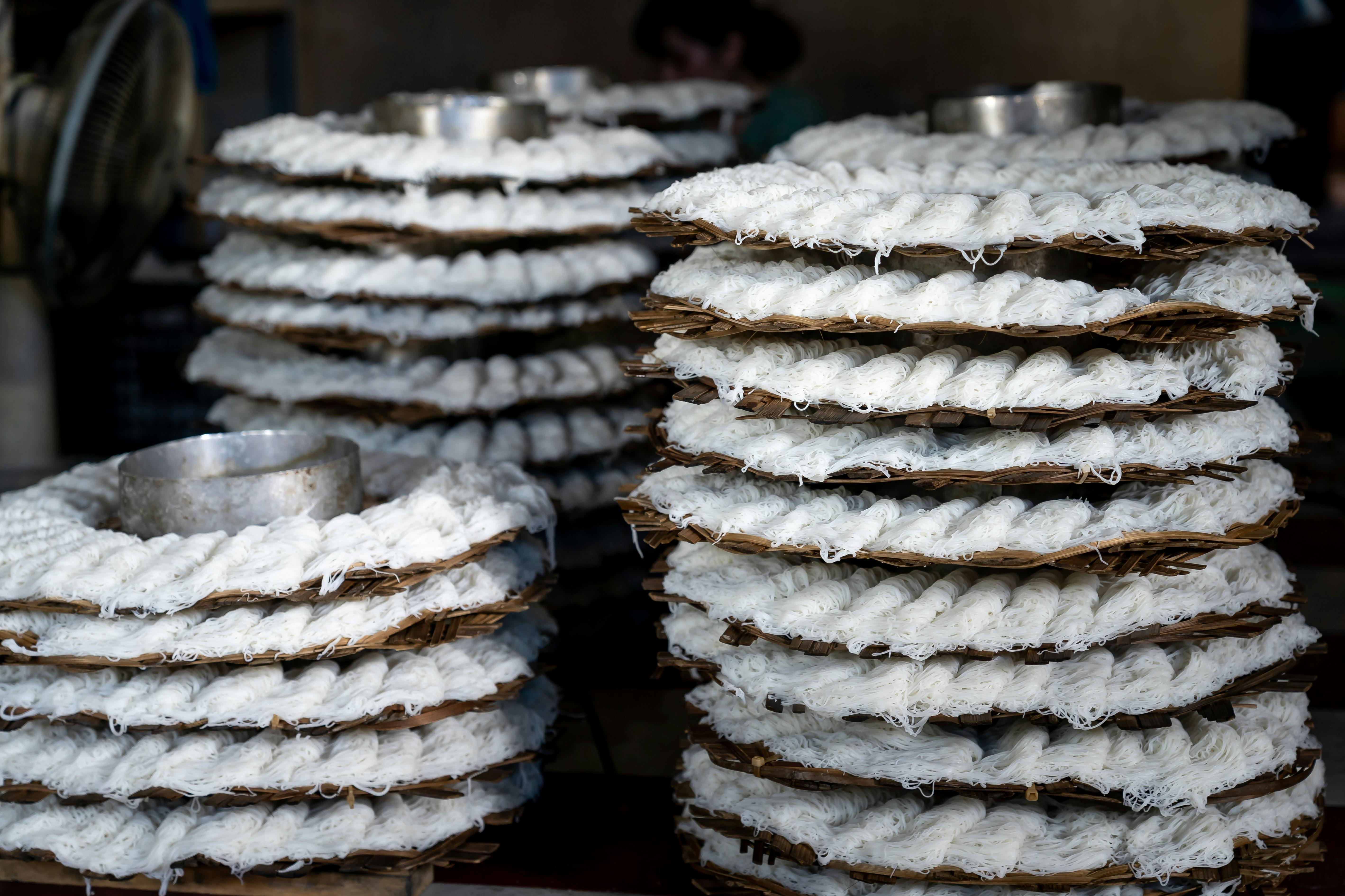 Bamboo Trays with Rice Noodles · Free Stock Photo