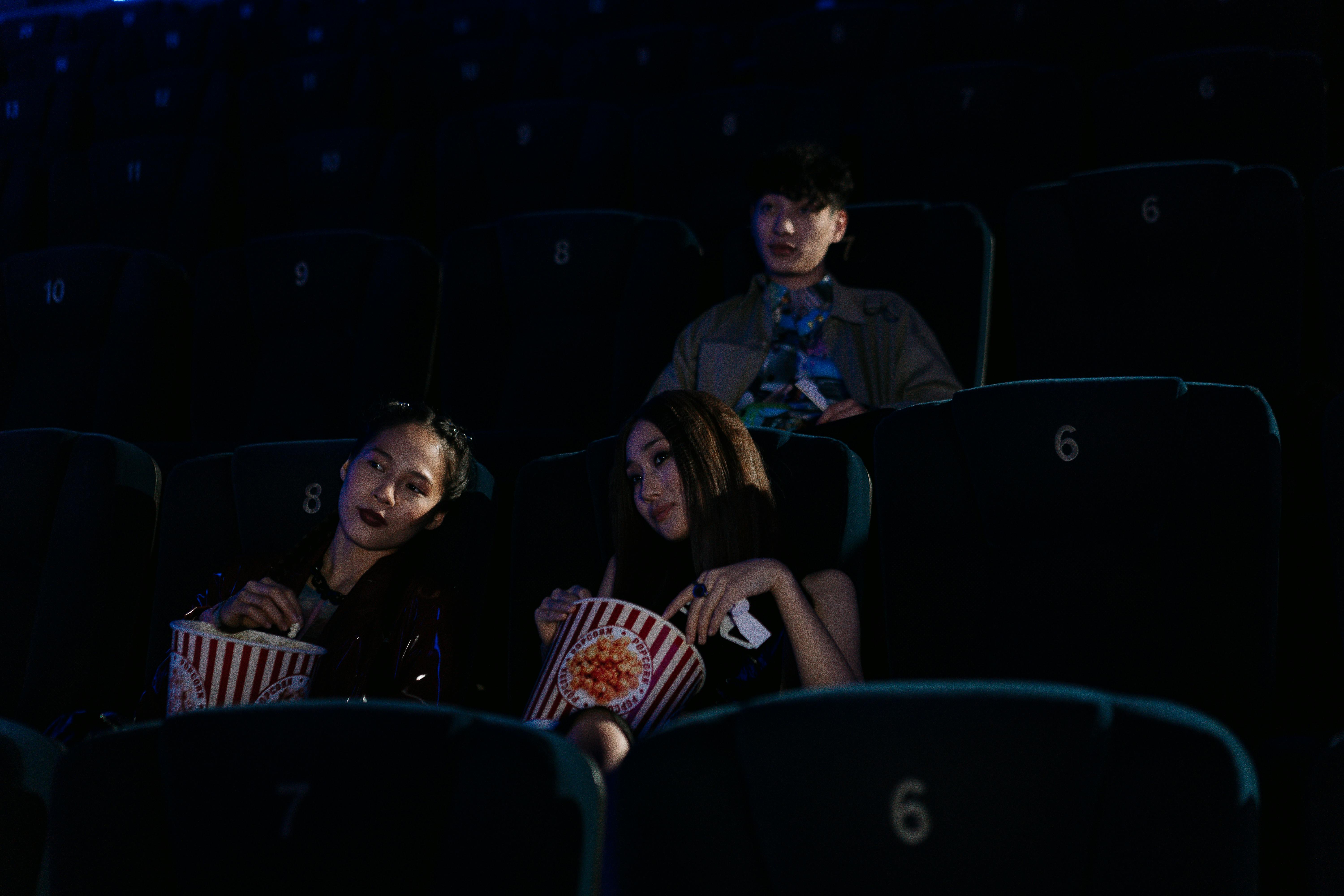 High-Angle Shot of People Watching Movie Inside the Theater · Free ...