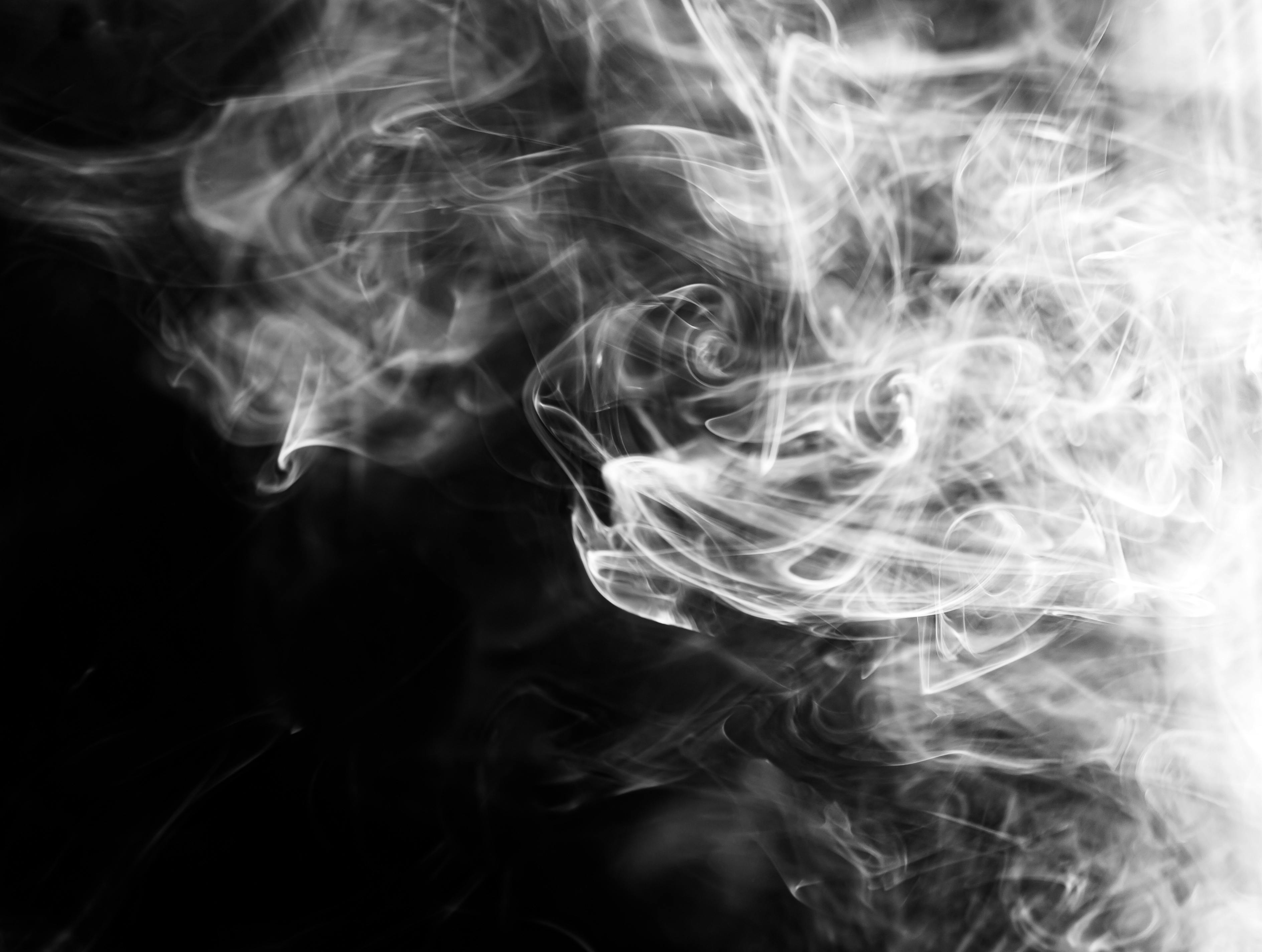 Grayscale Photo of Smoke in Close Up Photography · Free Stock Photo