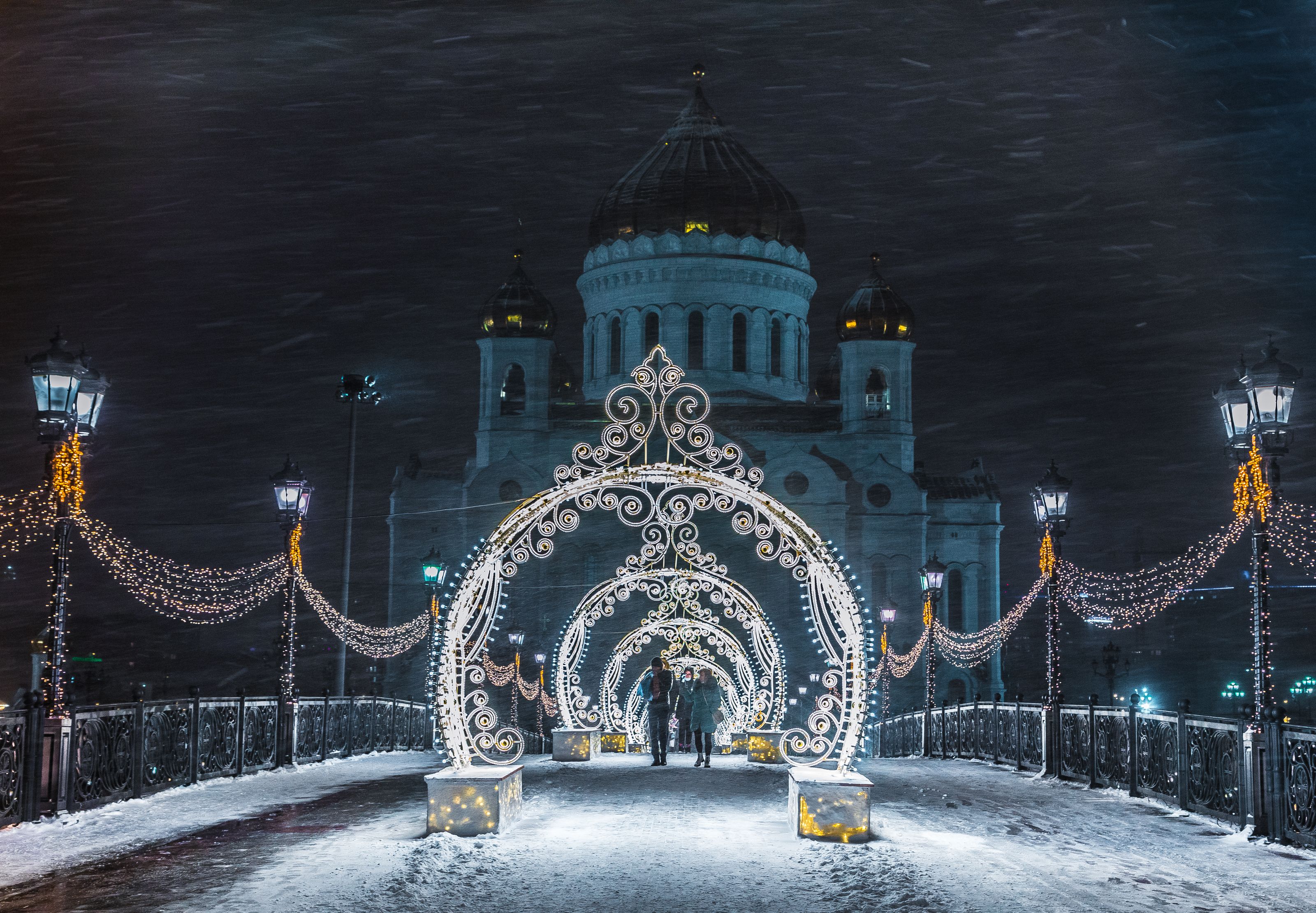 Christmas Decorations on Bridge · Free Stock Photo