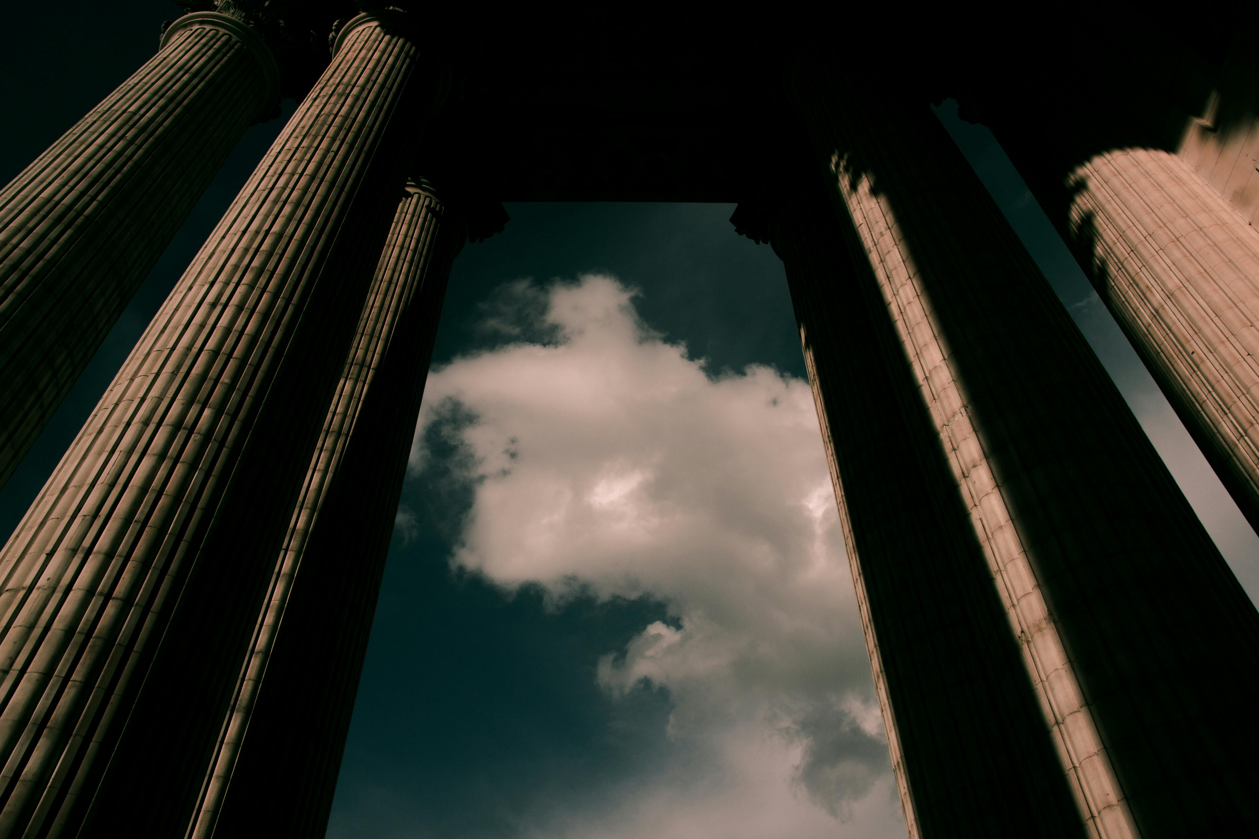 Clear Blue Sky over Blue Pillars · Free Stock Photo