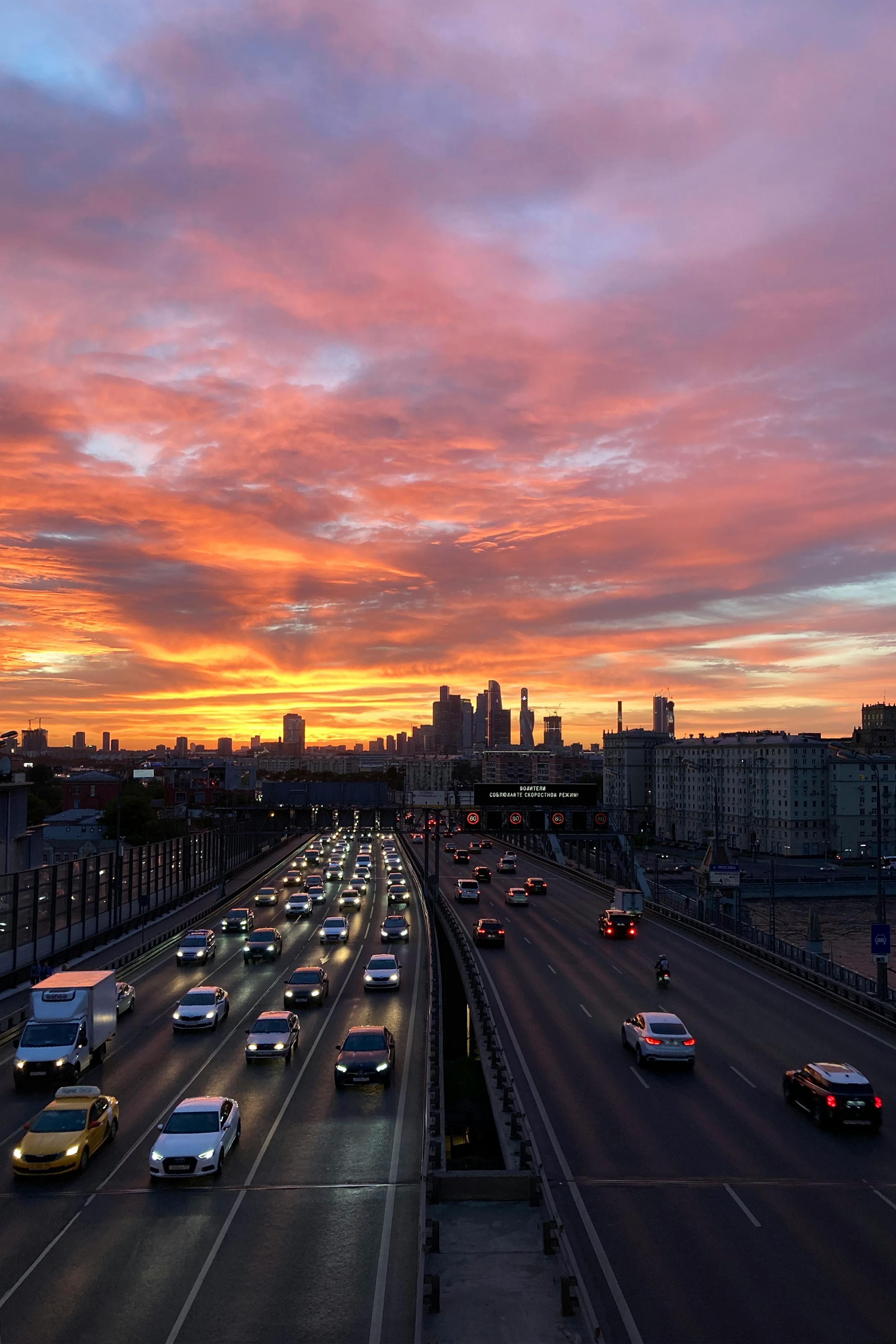 Cars Driving on Expressway during Golden Hour · Free Stock Photo
