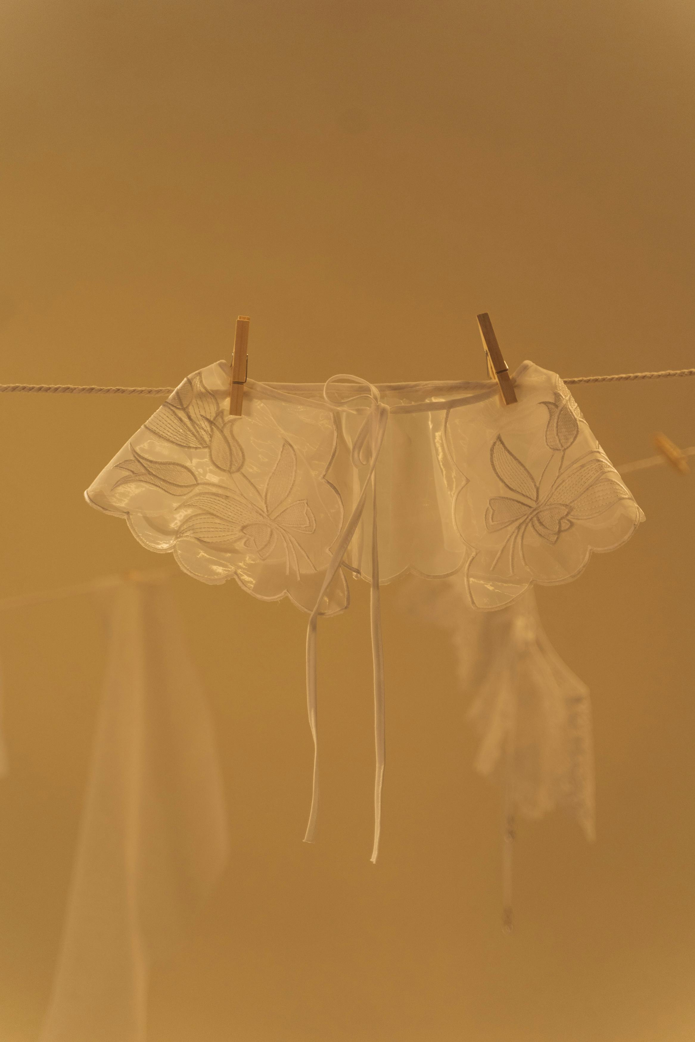 White Lace Cloth Hanging on the Clothesline · Free Stock Photo