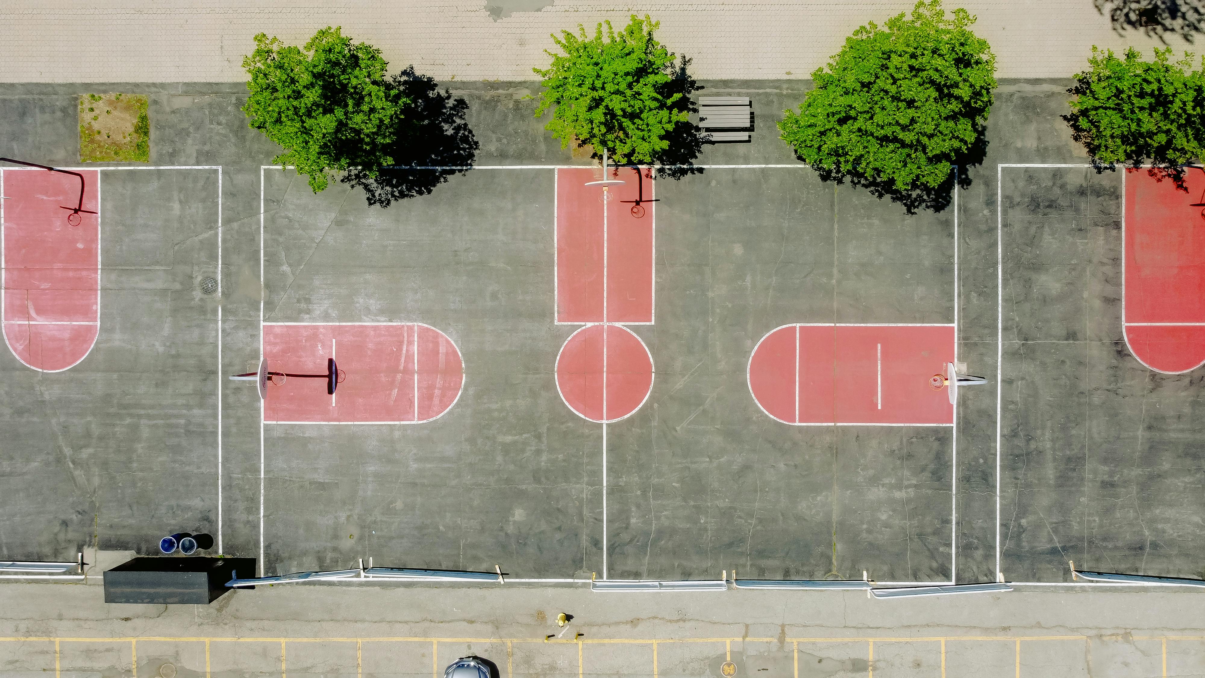 Top View of Playground with Geometric Marking and Green Trees · Free ...