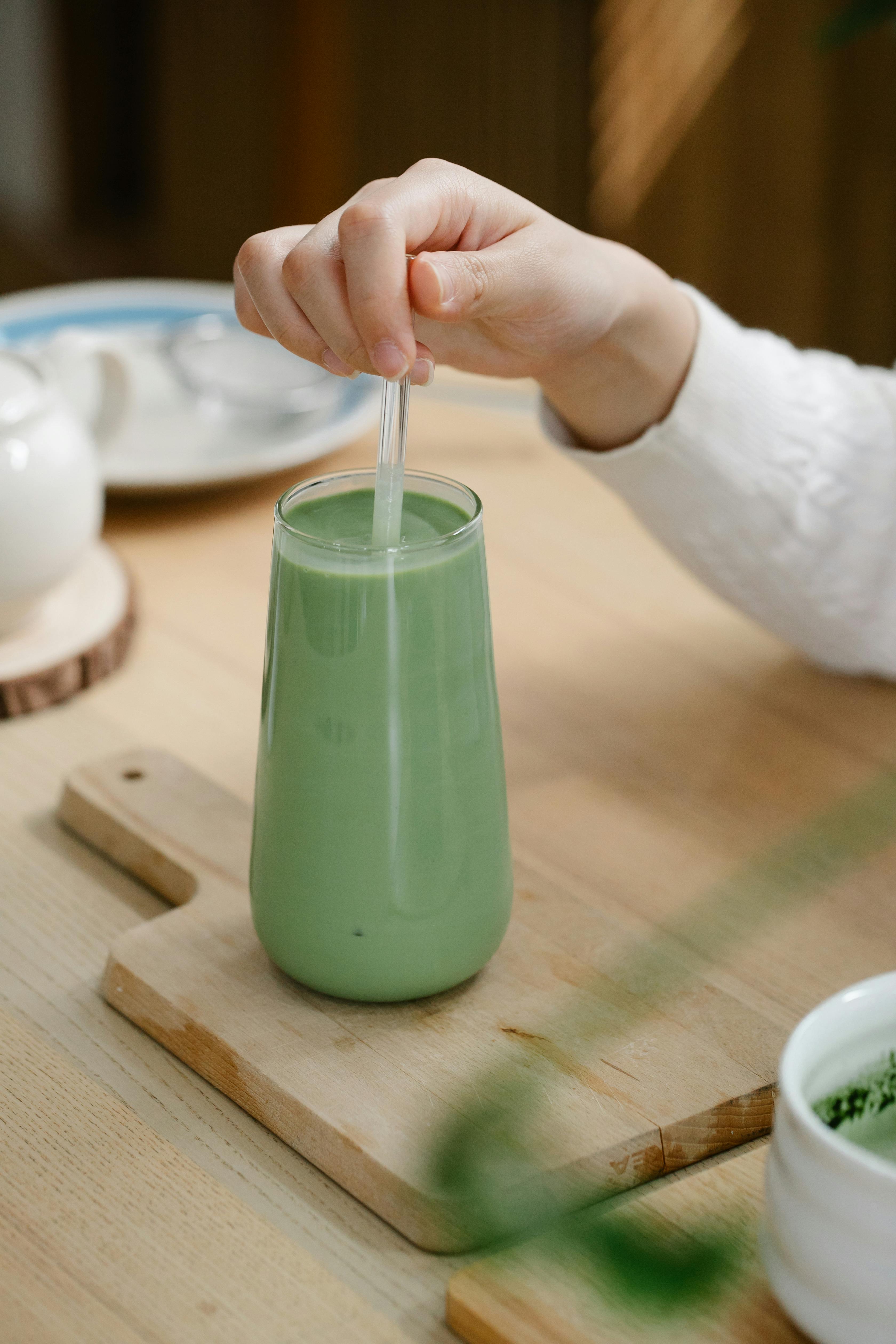 Green Matcha Drink in a Glass · Free Stock Photo
