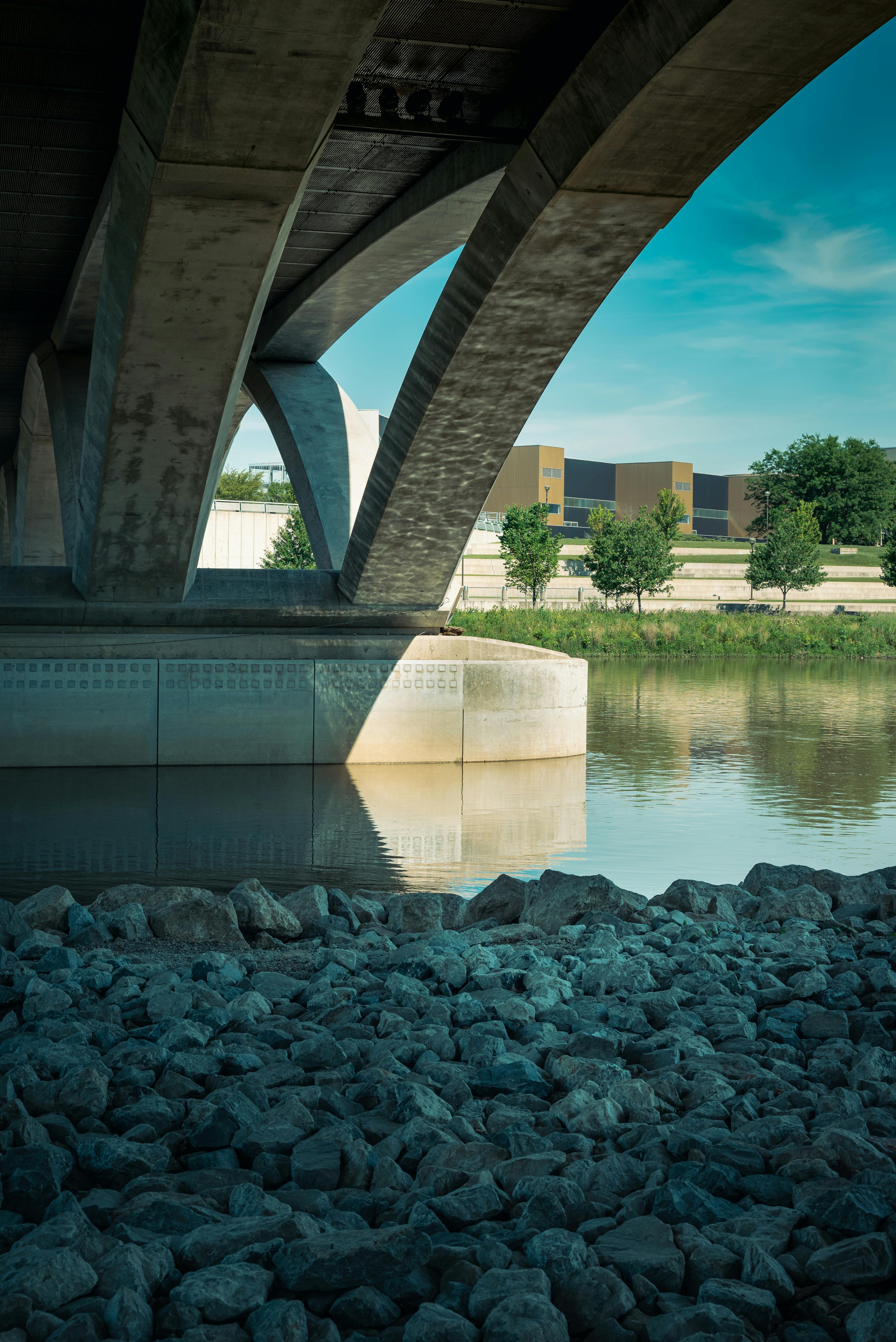 Concrete Bridge over River · Free Stock Photo