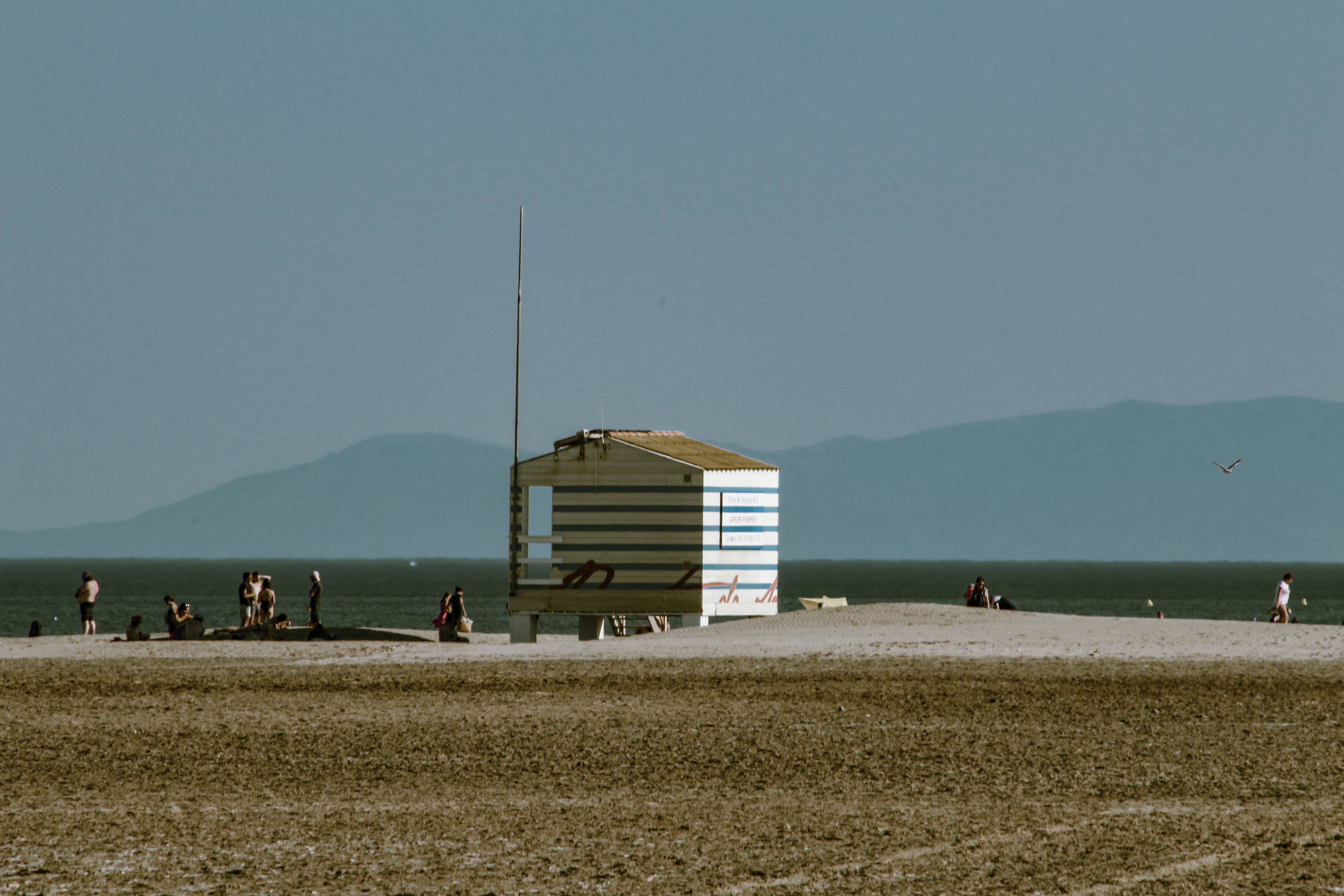 Blue and White Wooden Shed on Beach · Free Stock Photo