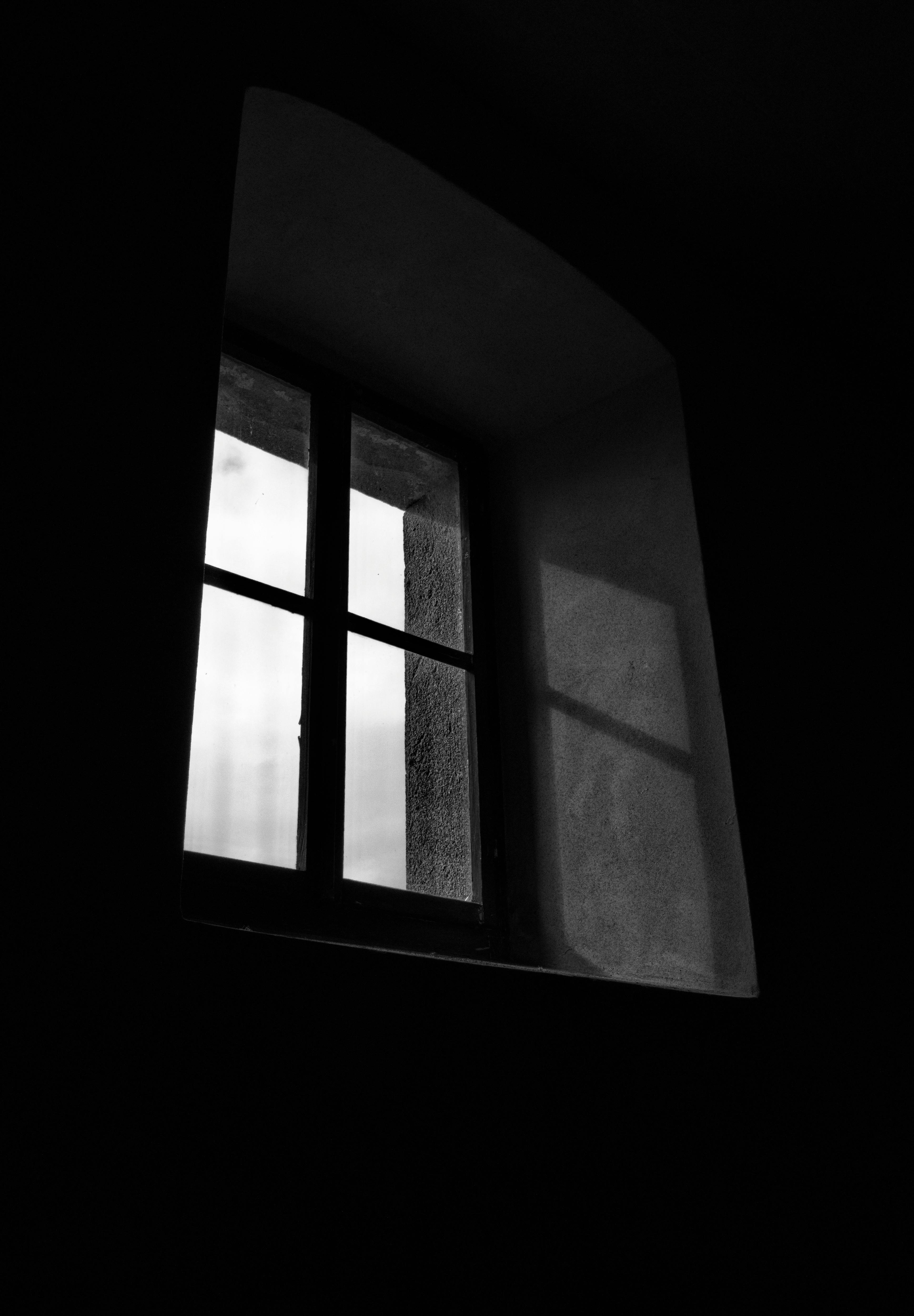 Grayscale Photo of Window · Free Stock Photo