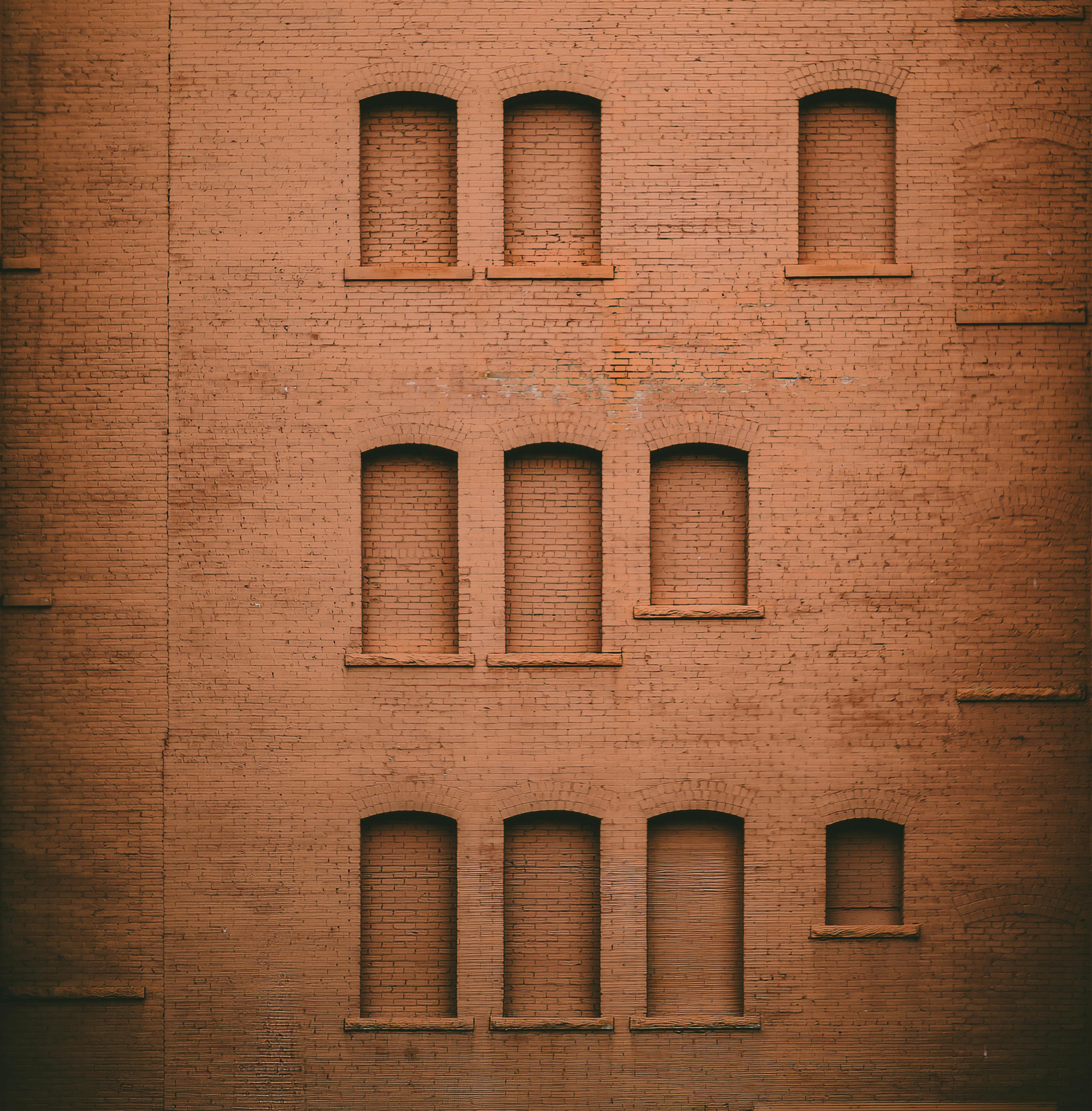 Brick House Wall with Windows · Free Stock Photo