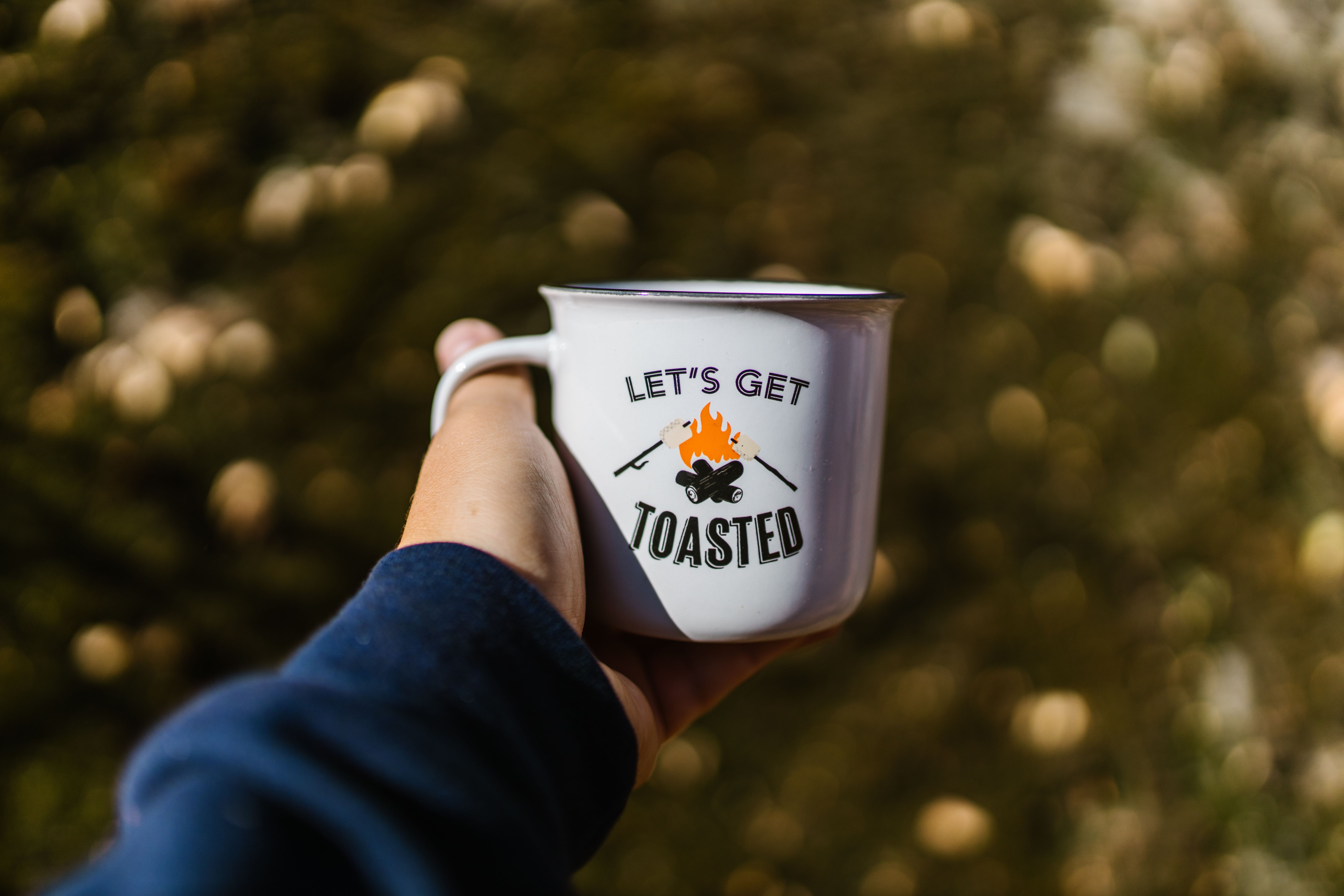 Person Holding a Let's Get Toasted Coffee Mug · Free Stock Photo
