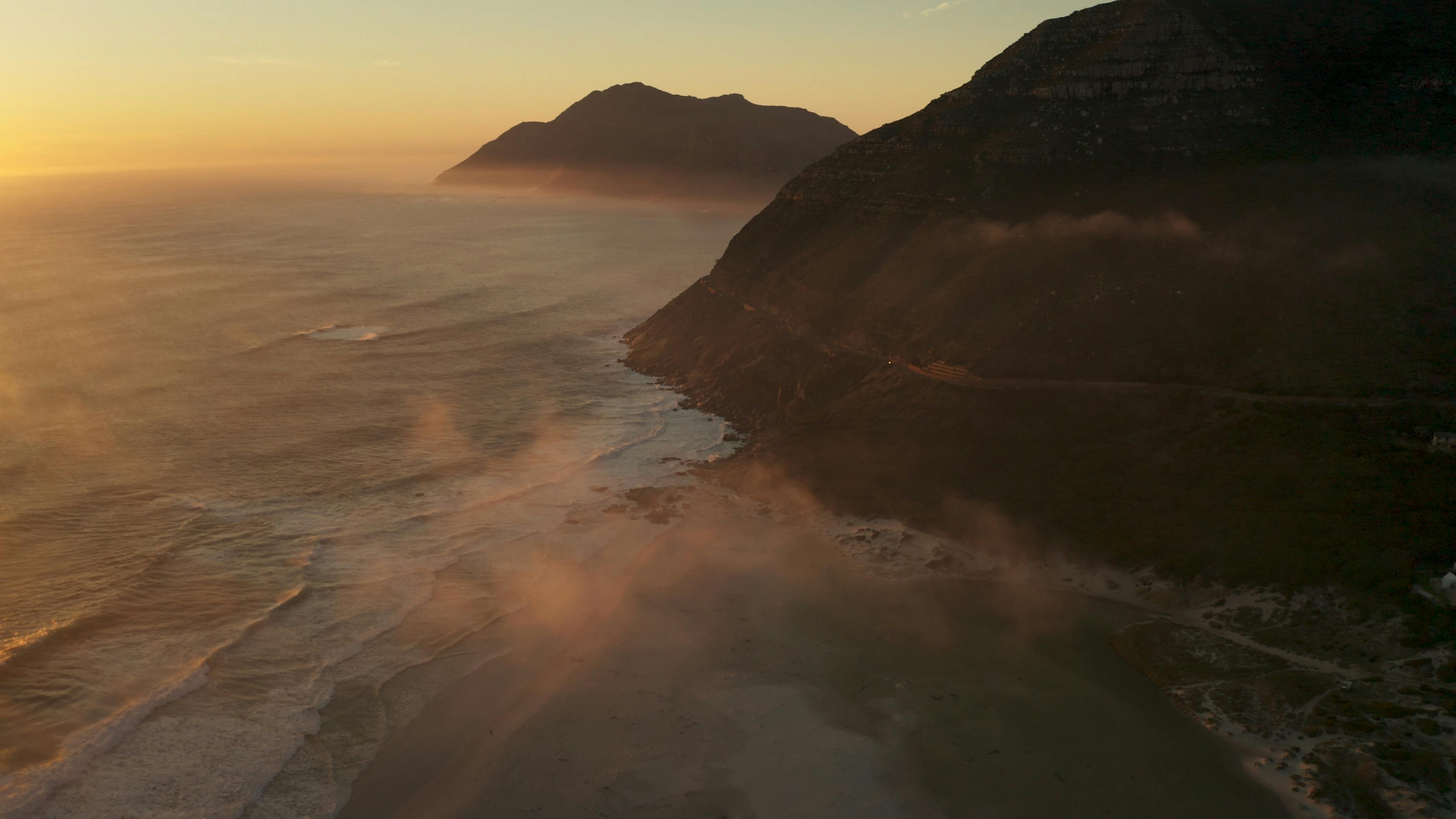 Aerial Photography of Mountains near Ocean during Sunrise · Free Stock ...
