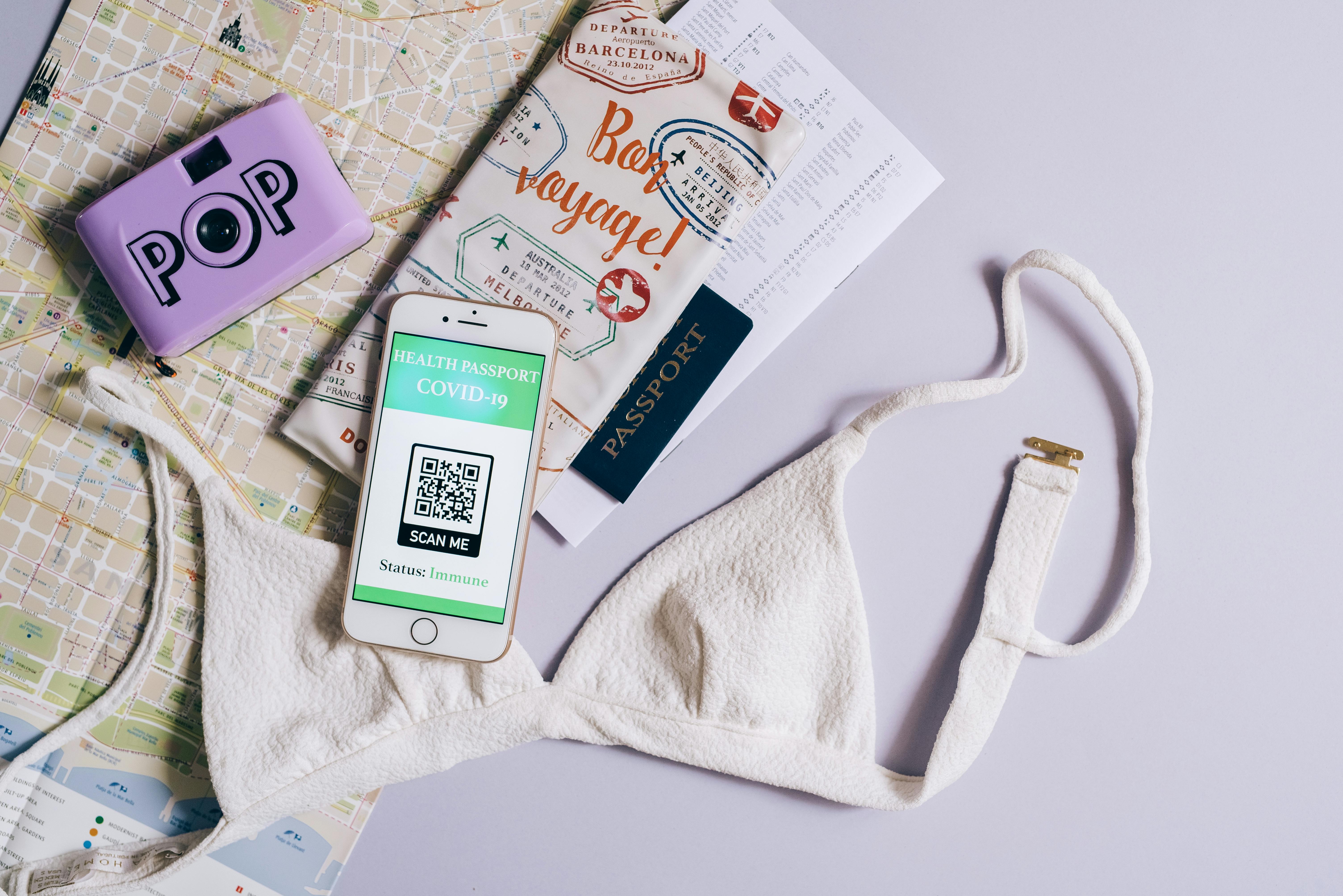 White Bra on Passport and Map · Free Stock Photo