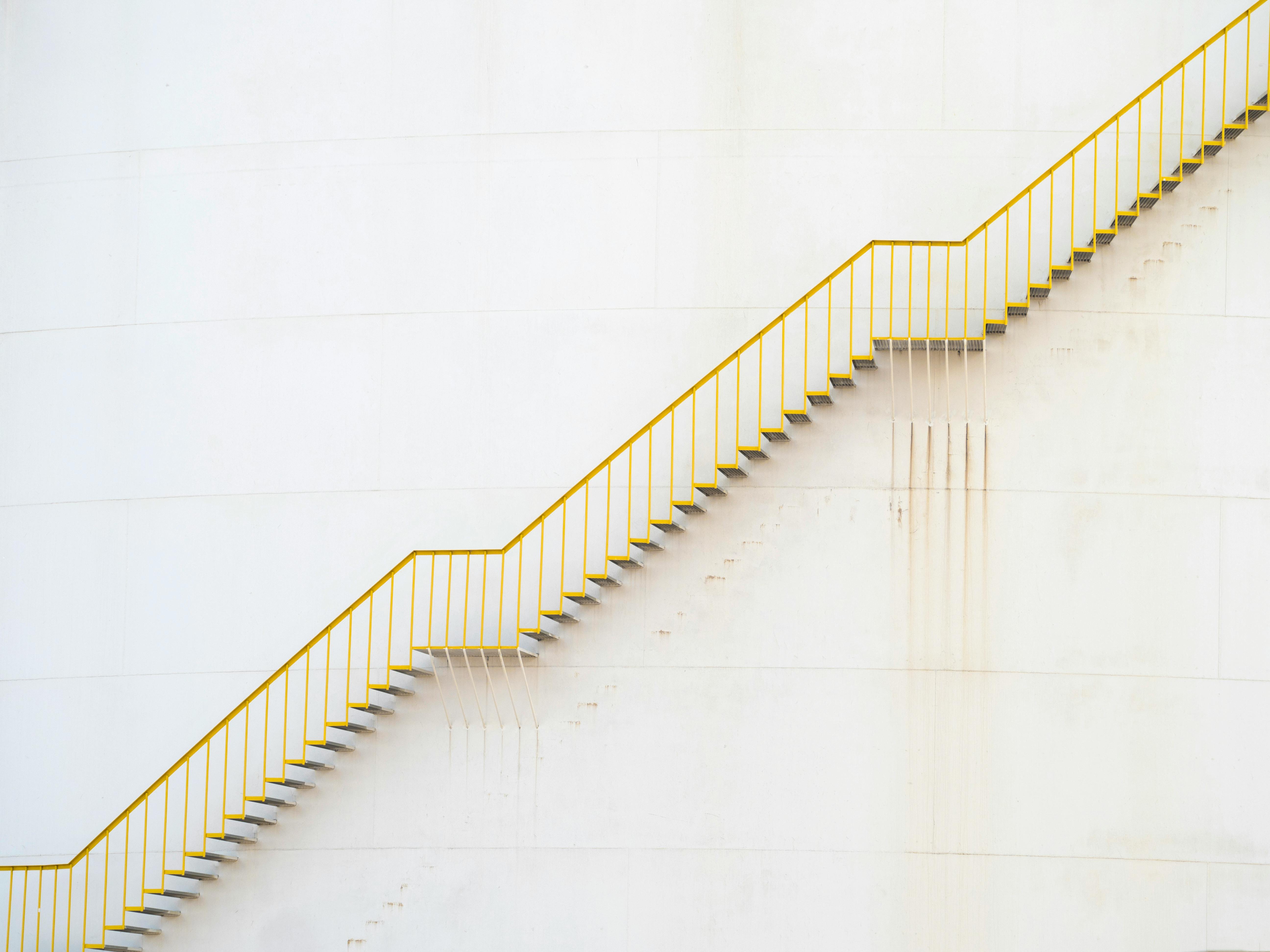 Stairs with Yellow Railing · Free Stock Photo