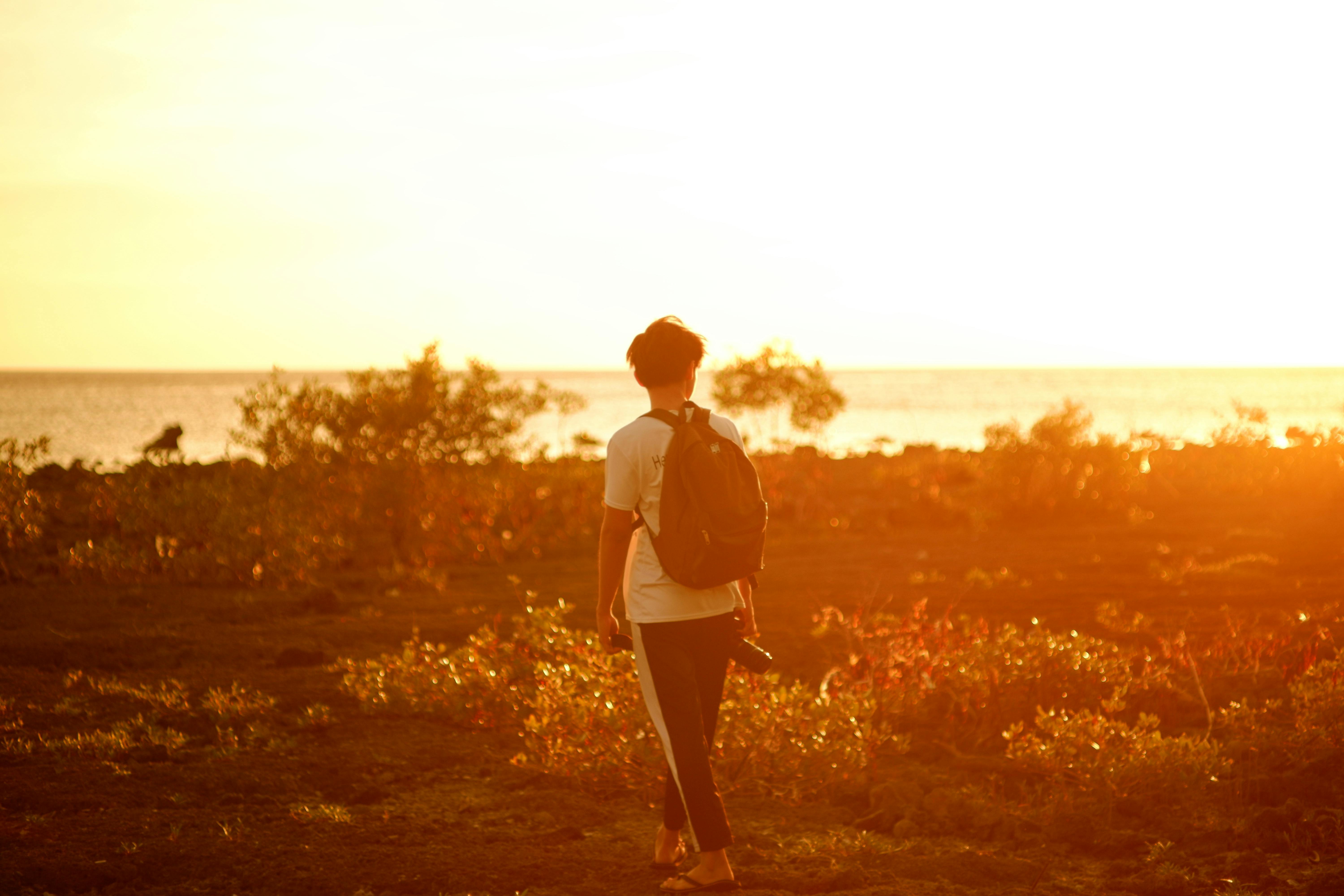 Man Walking on Grass Field · Free Stock Photo