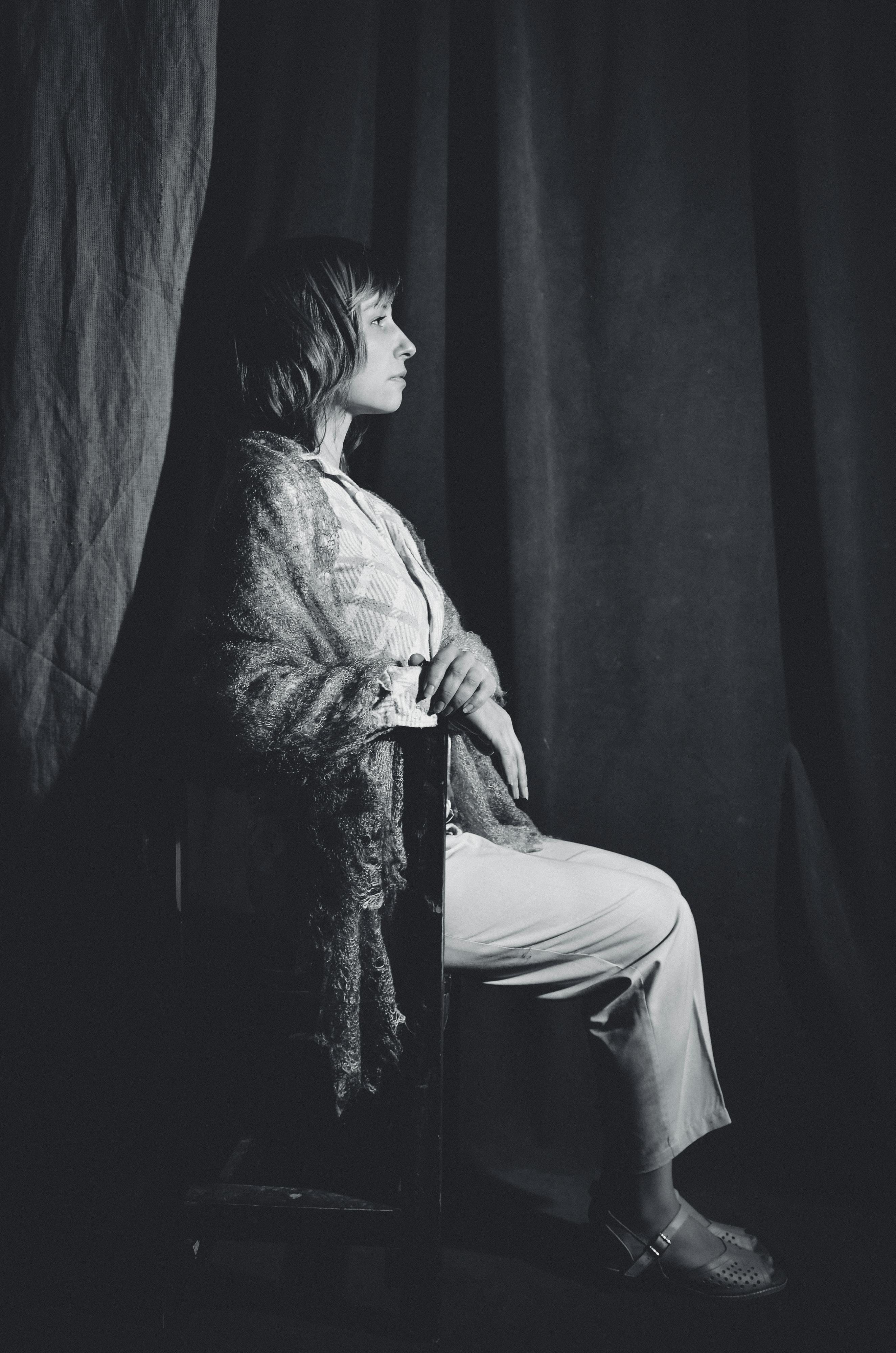 Woman Posing Behind the Curtain · Free Stock Photo