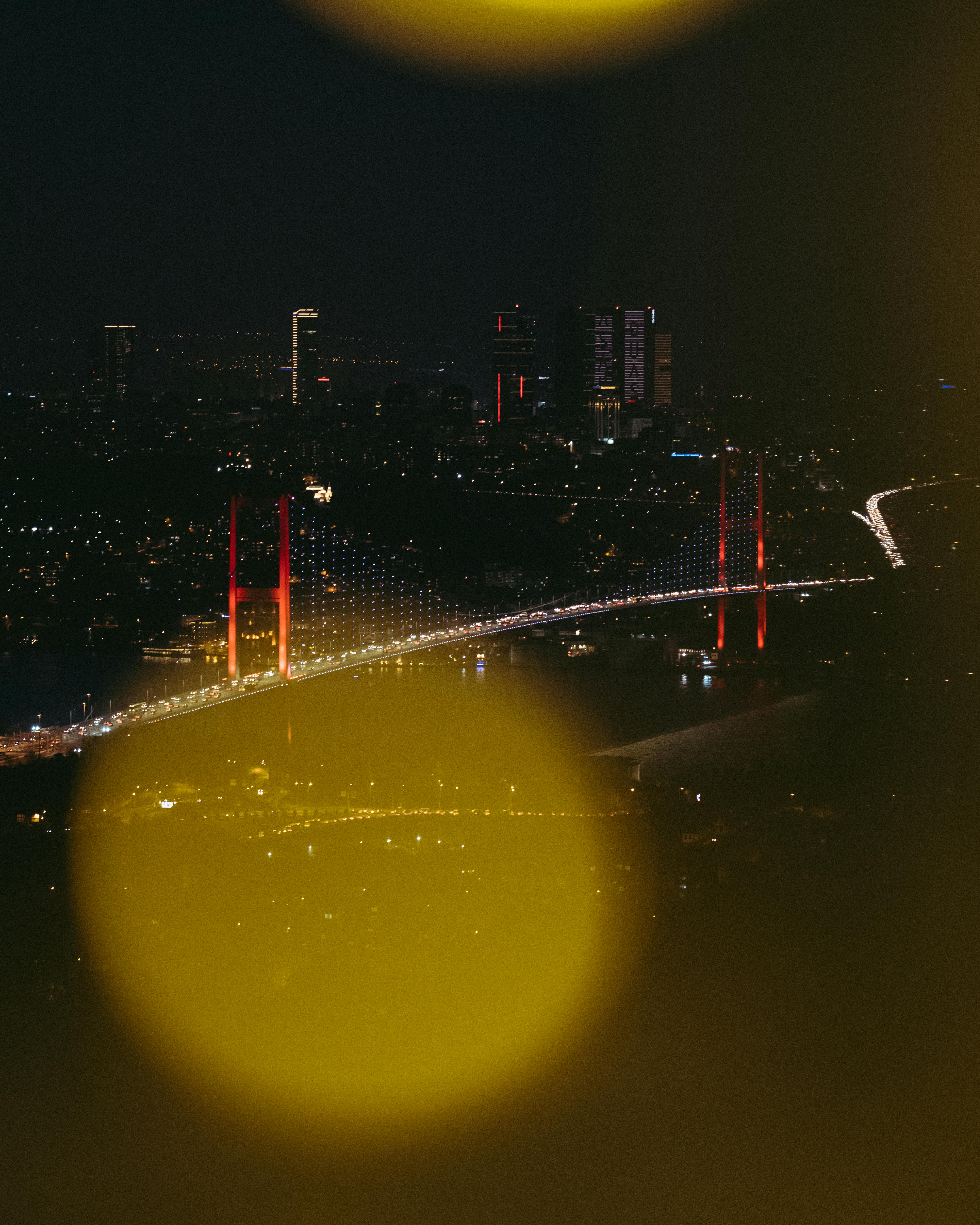 Illuminated Bridge in Night City · Free Stock Photo