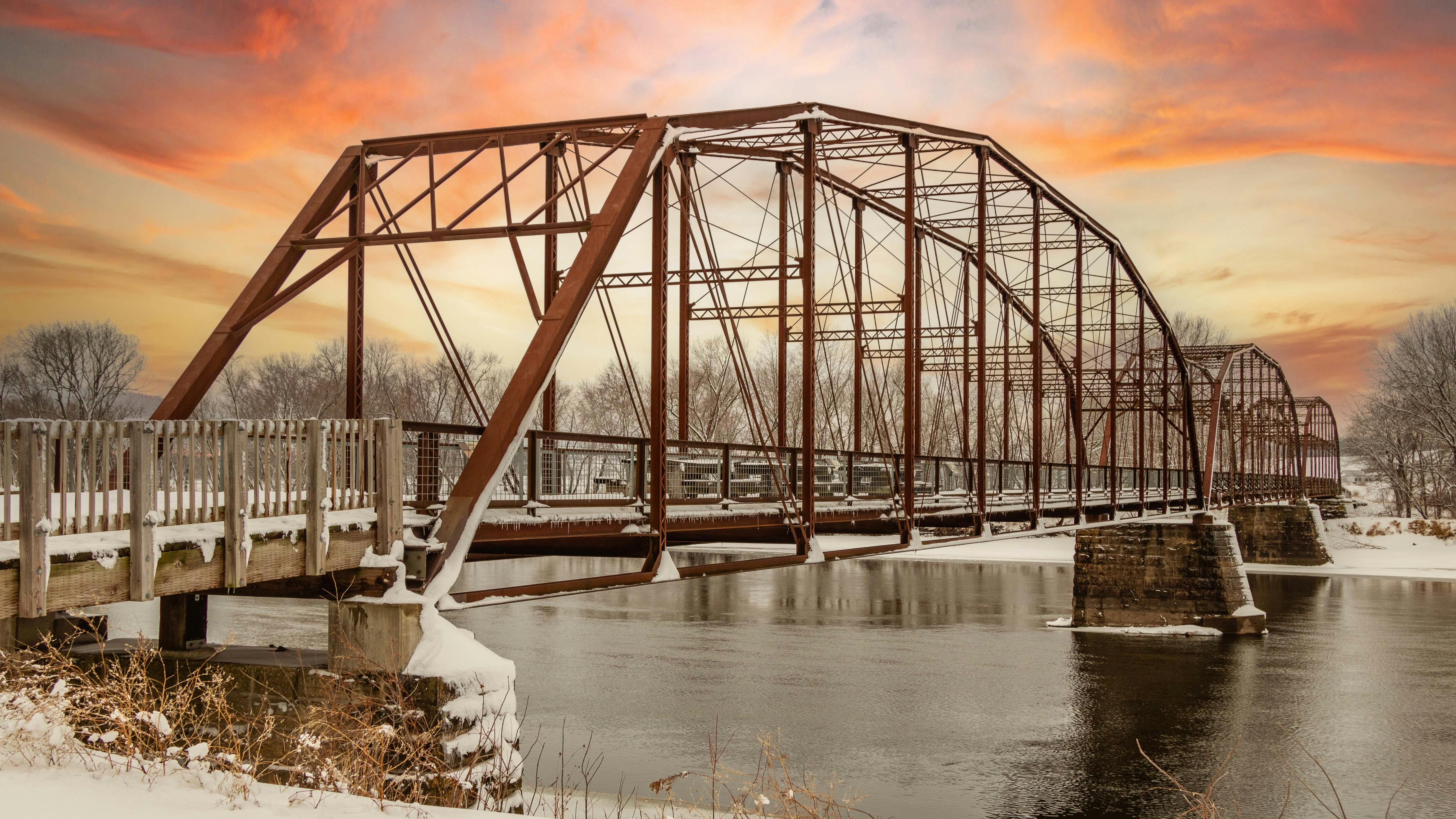 Brown Metal Bridge over River · Free Stock Photo