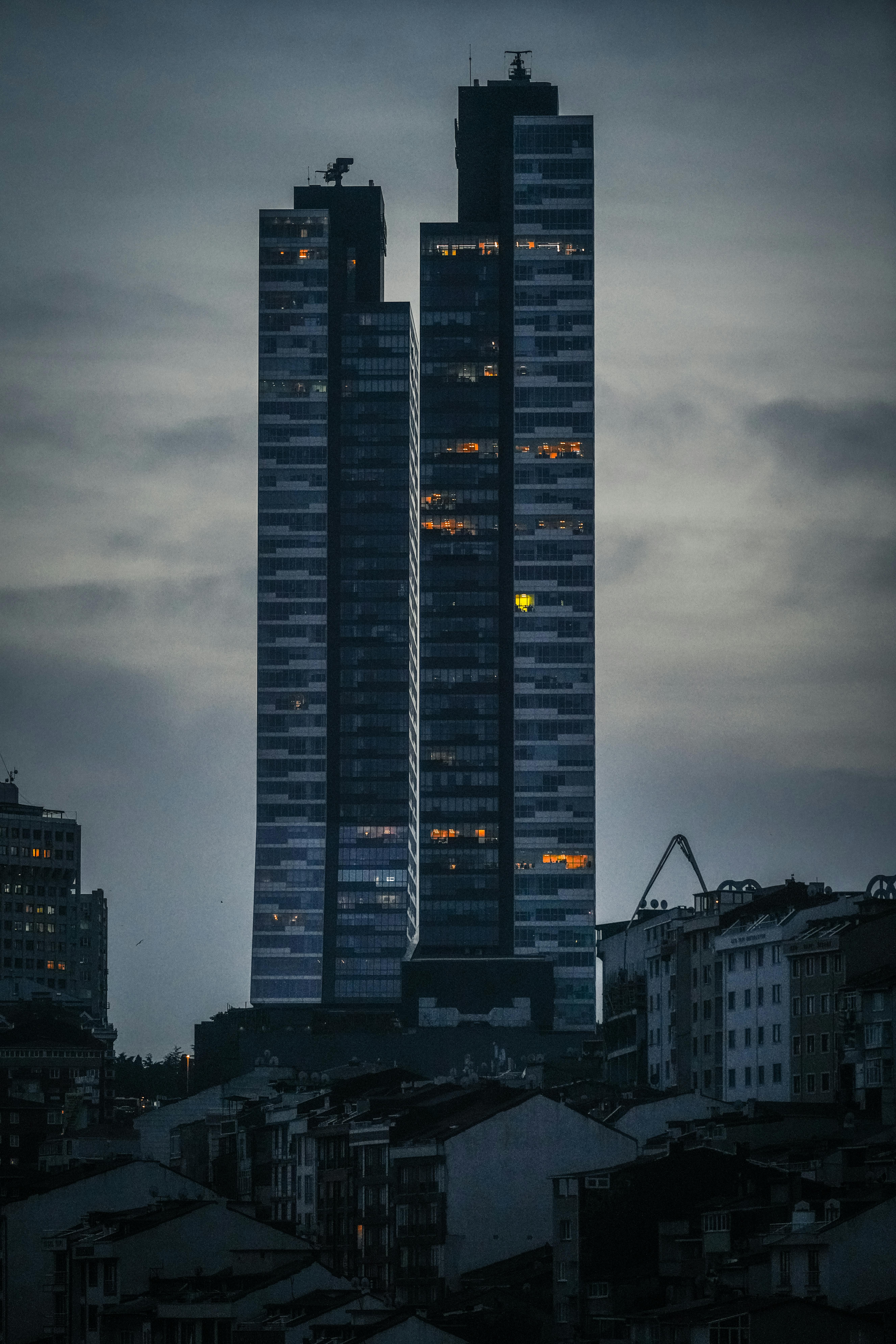 An Aerial Photography of City Buildings Under the Dark Sky · Free Stock ...
