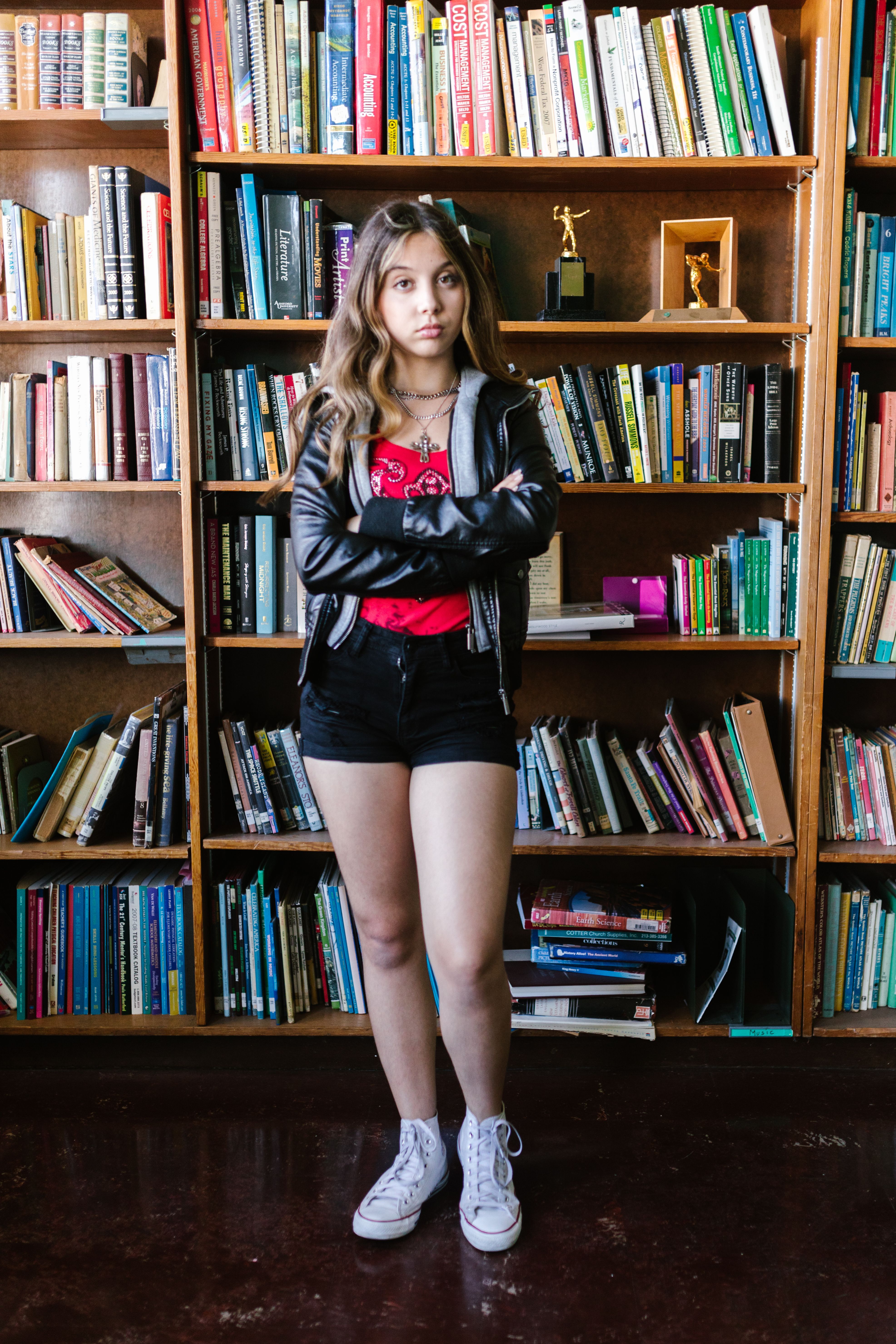 A Girl Wearing Black Leather Jacket · Free Stock Photo