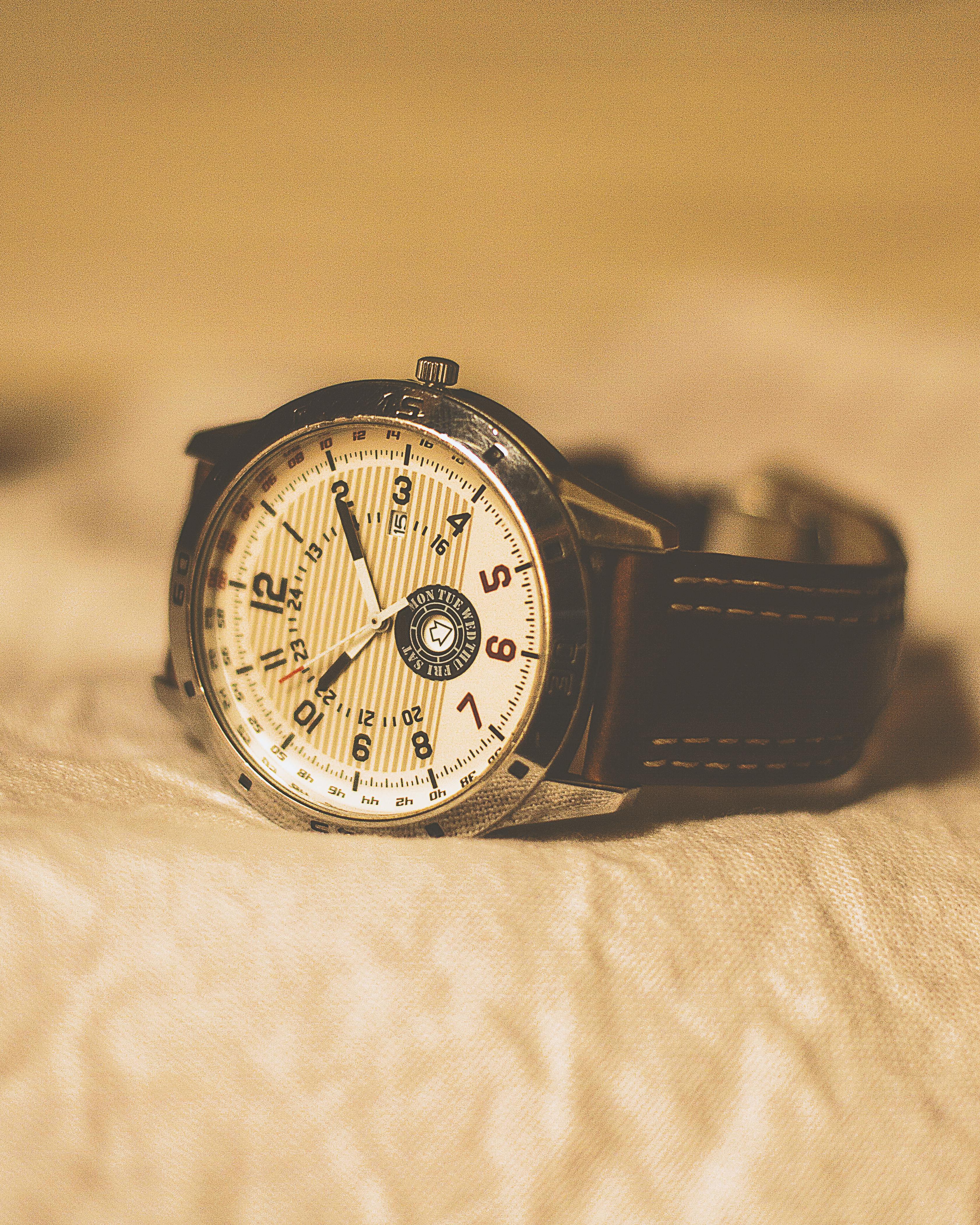 Black Leather Strap Silver Rectangular Analog Watch · Free Stock Photo