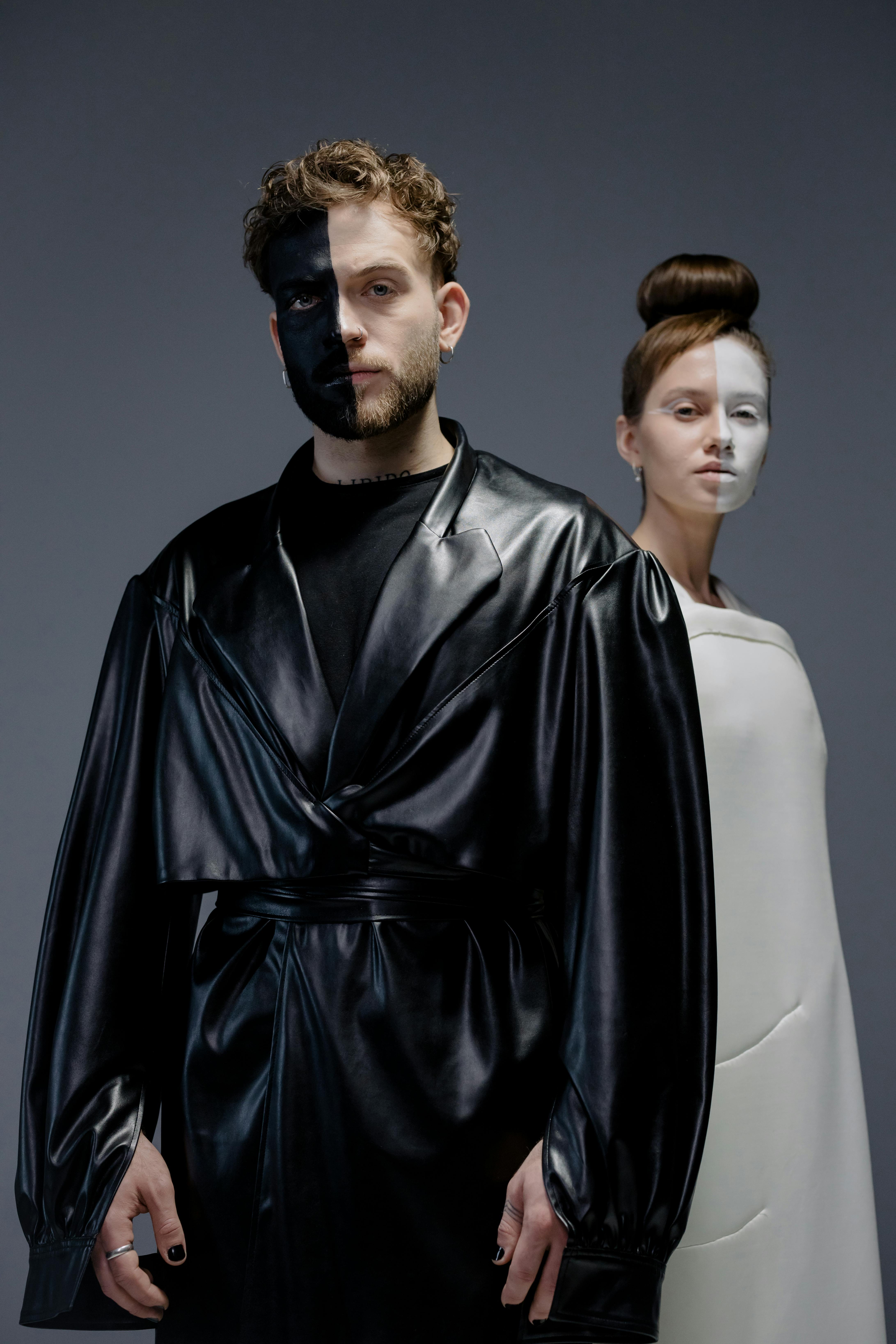 Male And Female Models On Gray Background Photos, Download The BEST ...