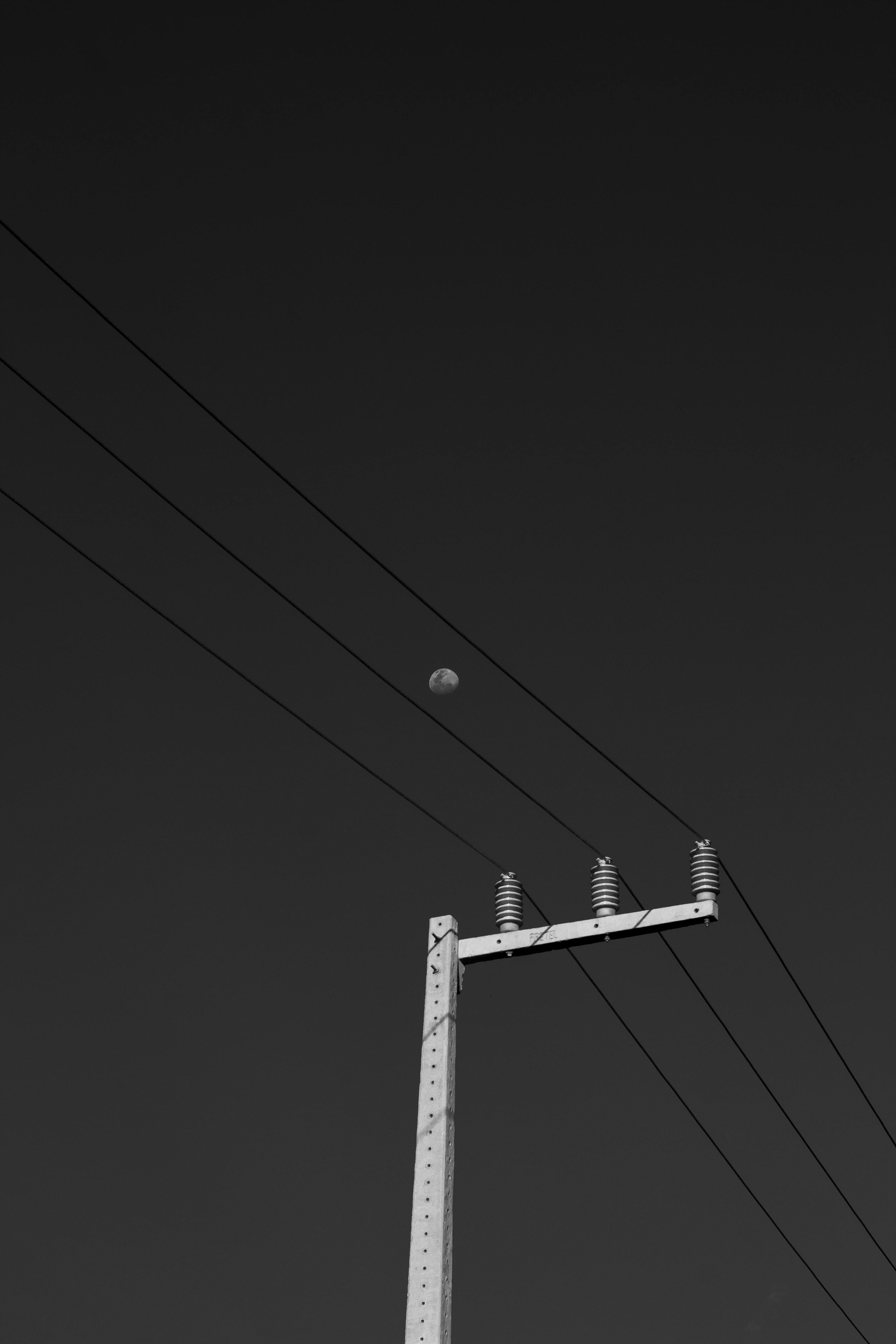Black and White Photo of a Electric Post · Free Stock Photo
