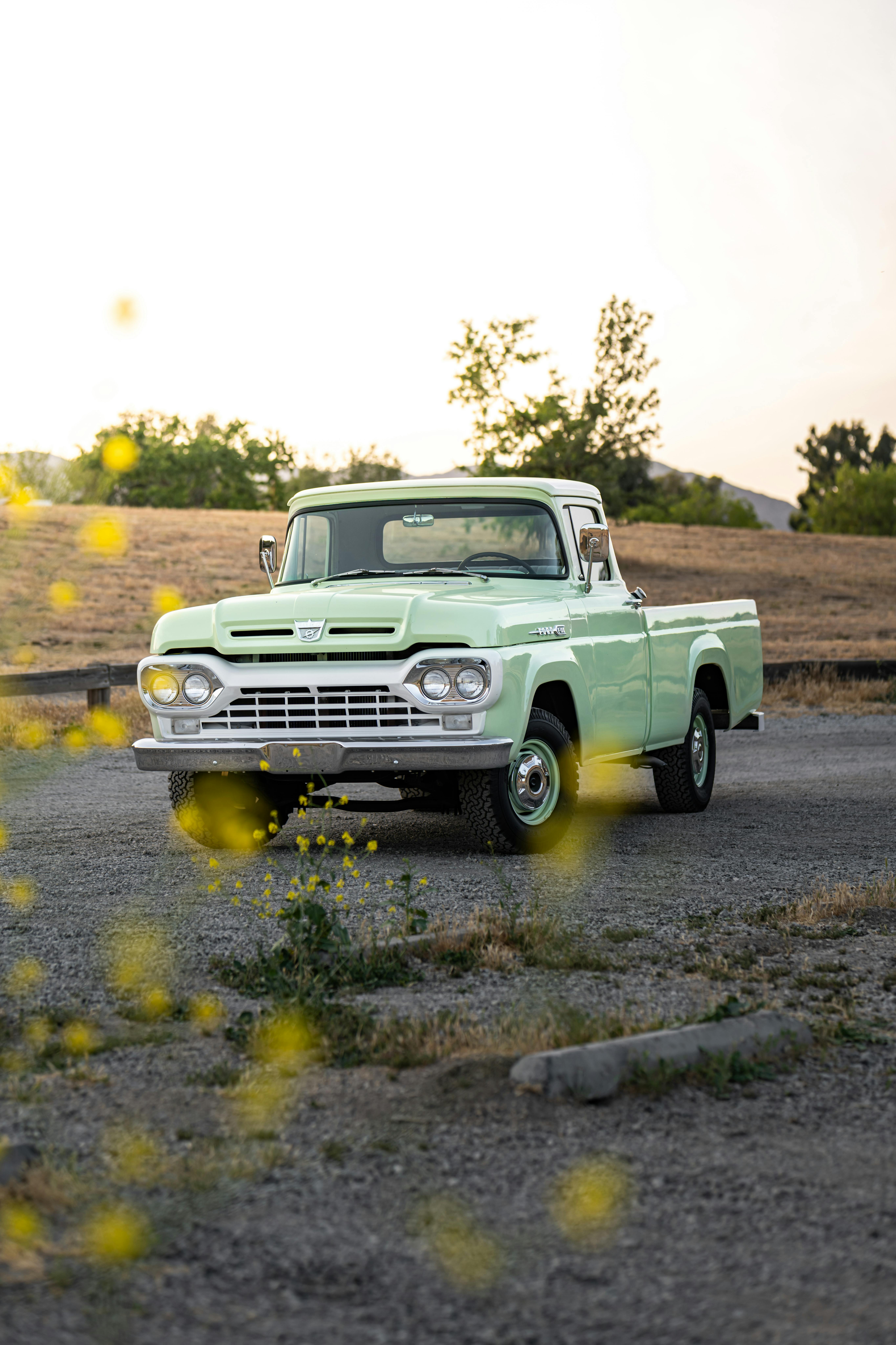 A Photo of a Green Pickup Truck · Free Stock Photo