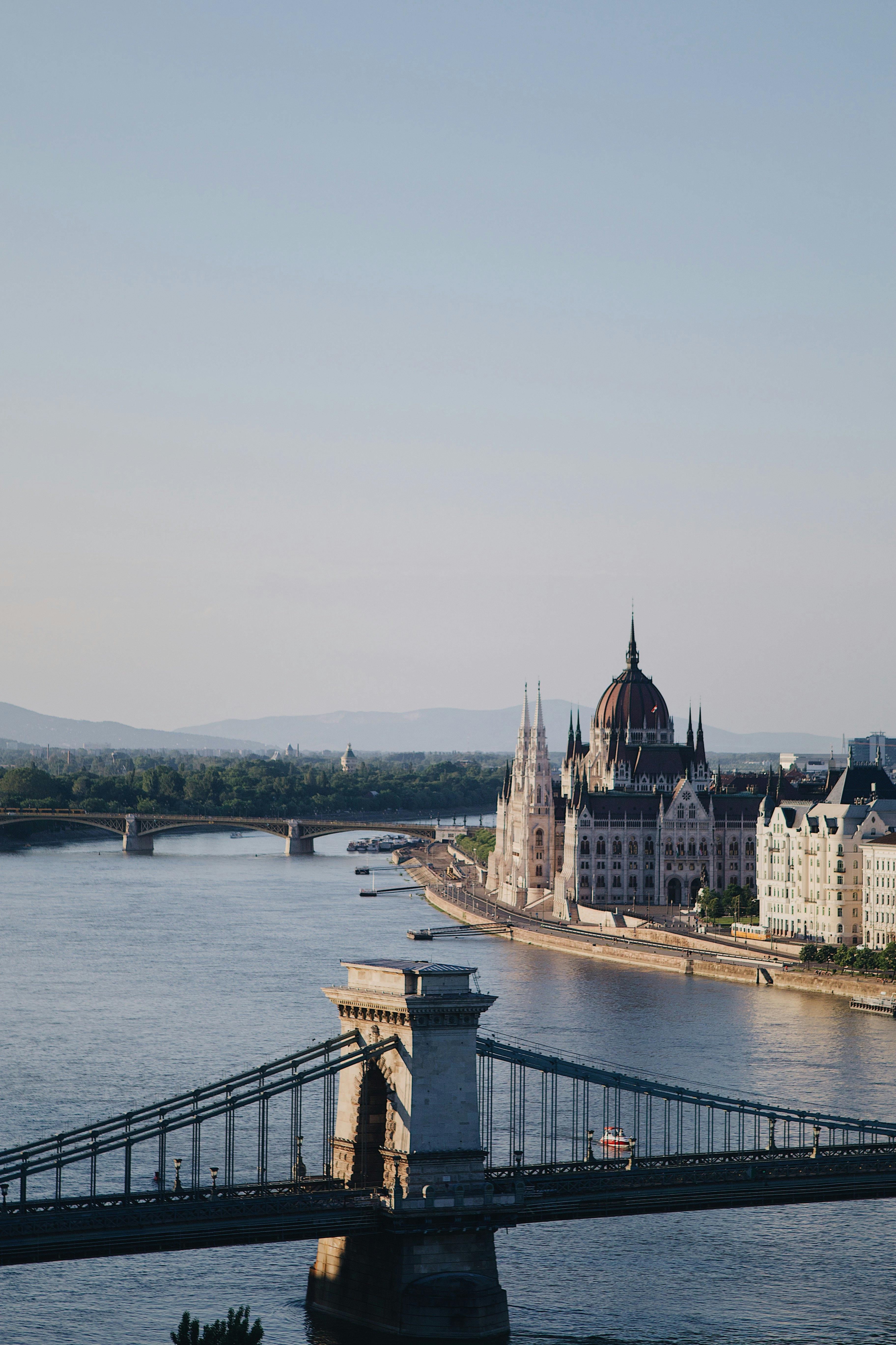 Budapest Cityscape With Szechenyi Chain Bridge At Dusk · Free Stock Photo