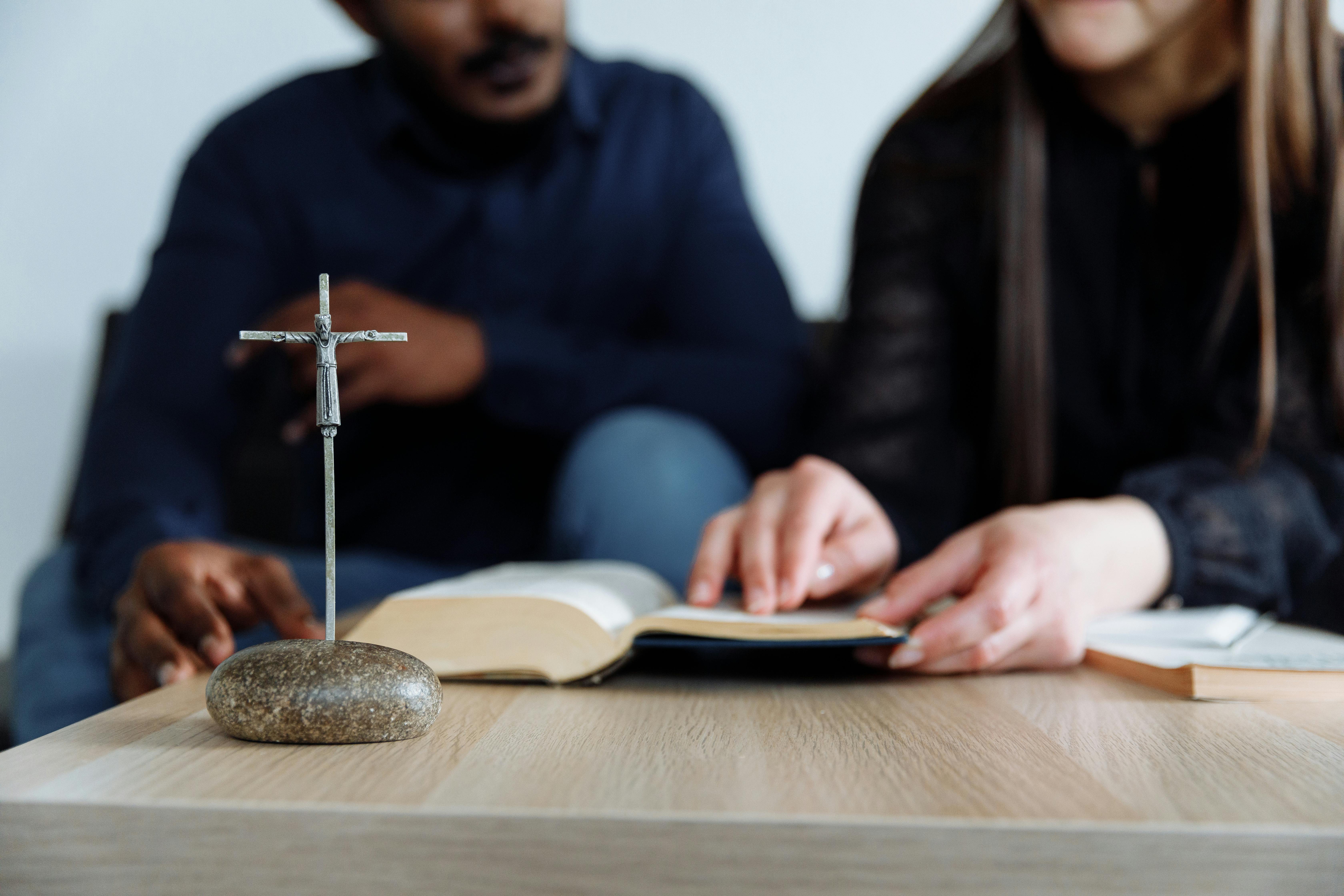 Cross on Table by Prayers with Bible · Free Stock Photo